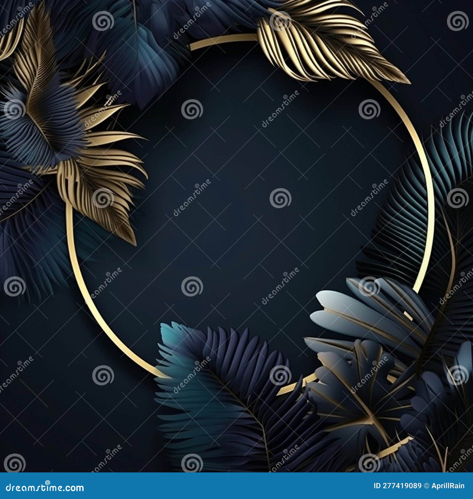 Professional Background with Leaves. Blue and Gold Leaves Stock ...