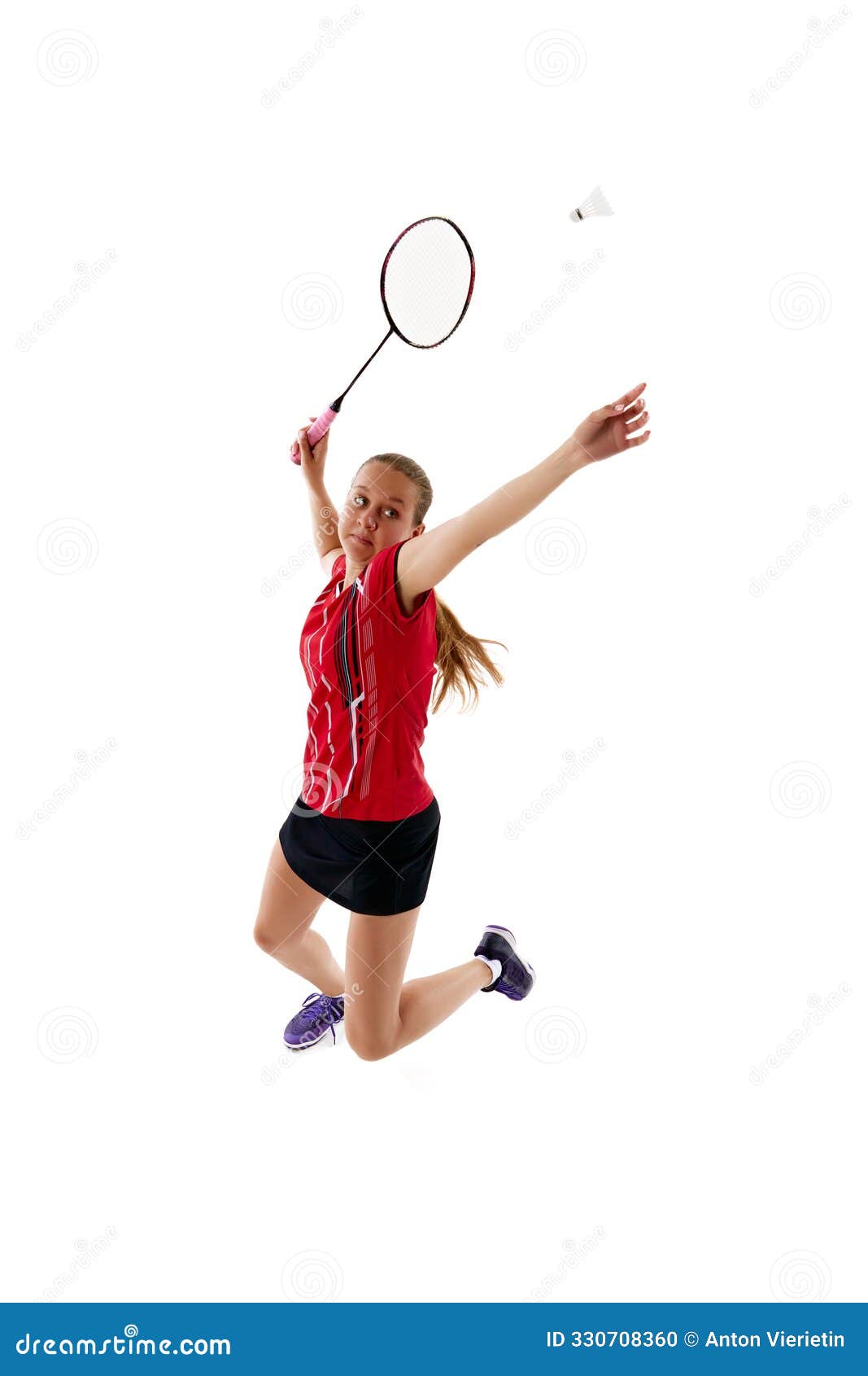 Professional Badminton Athlete Hitting Shuttlecock, during Training ...