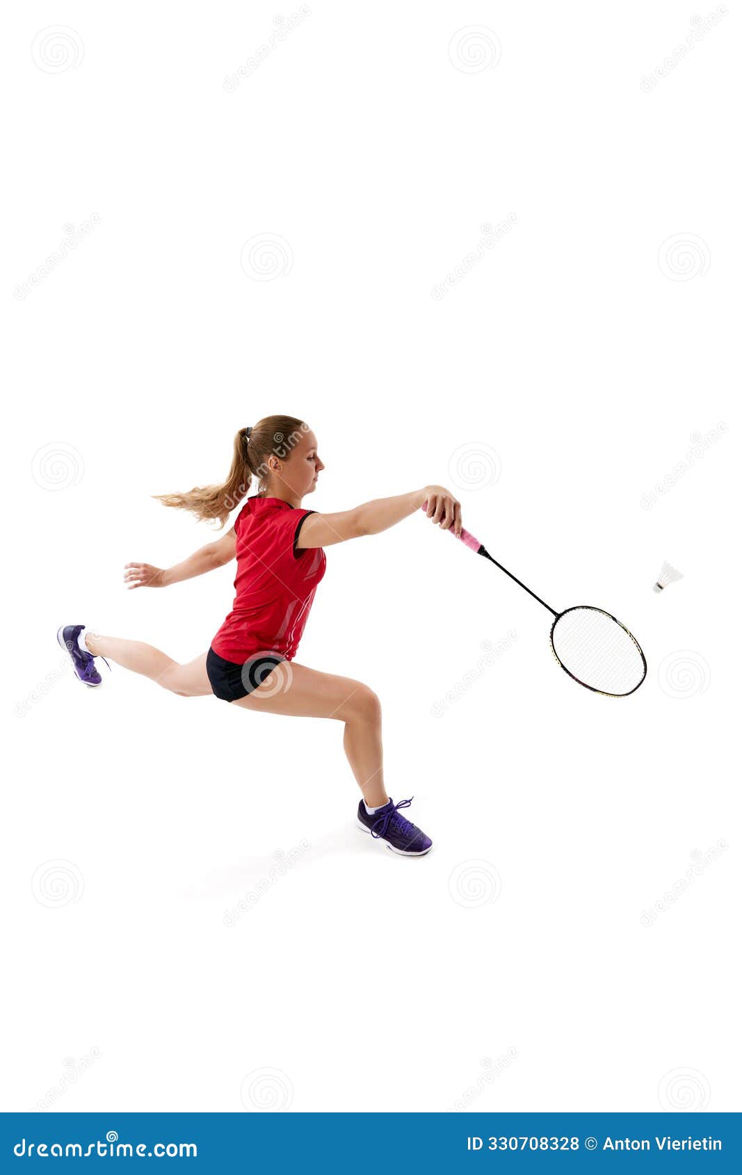 Professional Badminton Player Hitting Shuttlecock, during Training ...
