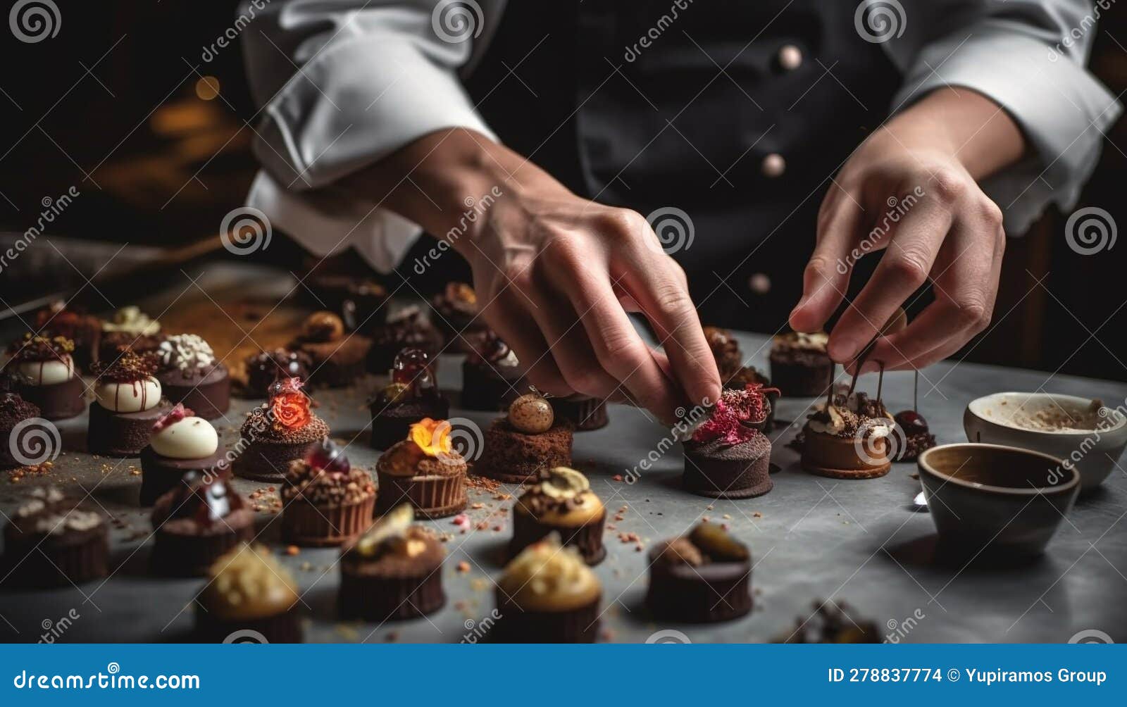 A Professional Baker Standing in a Commercial Kitchen Decorating ...