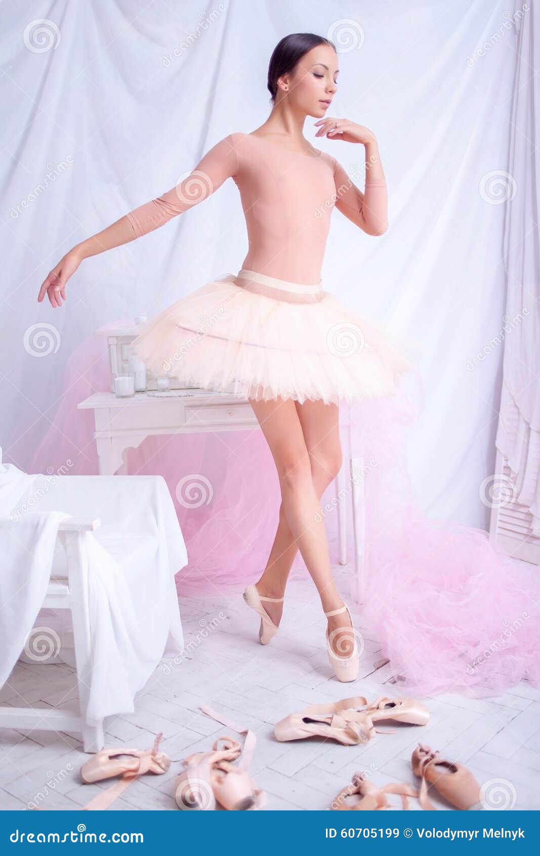 Professional Ballet Dancer Posing on Pink Stock Image - Image of ...