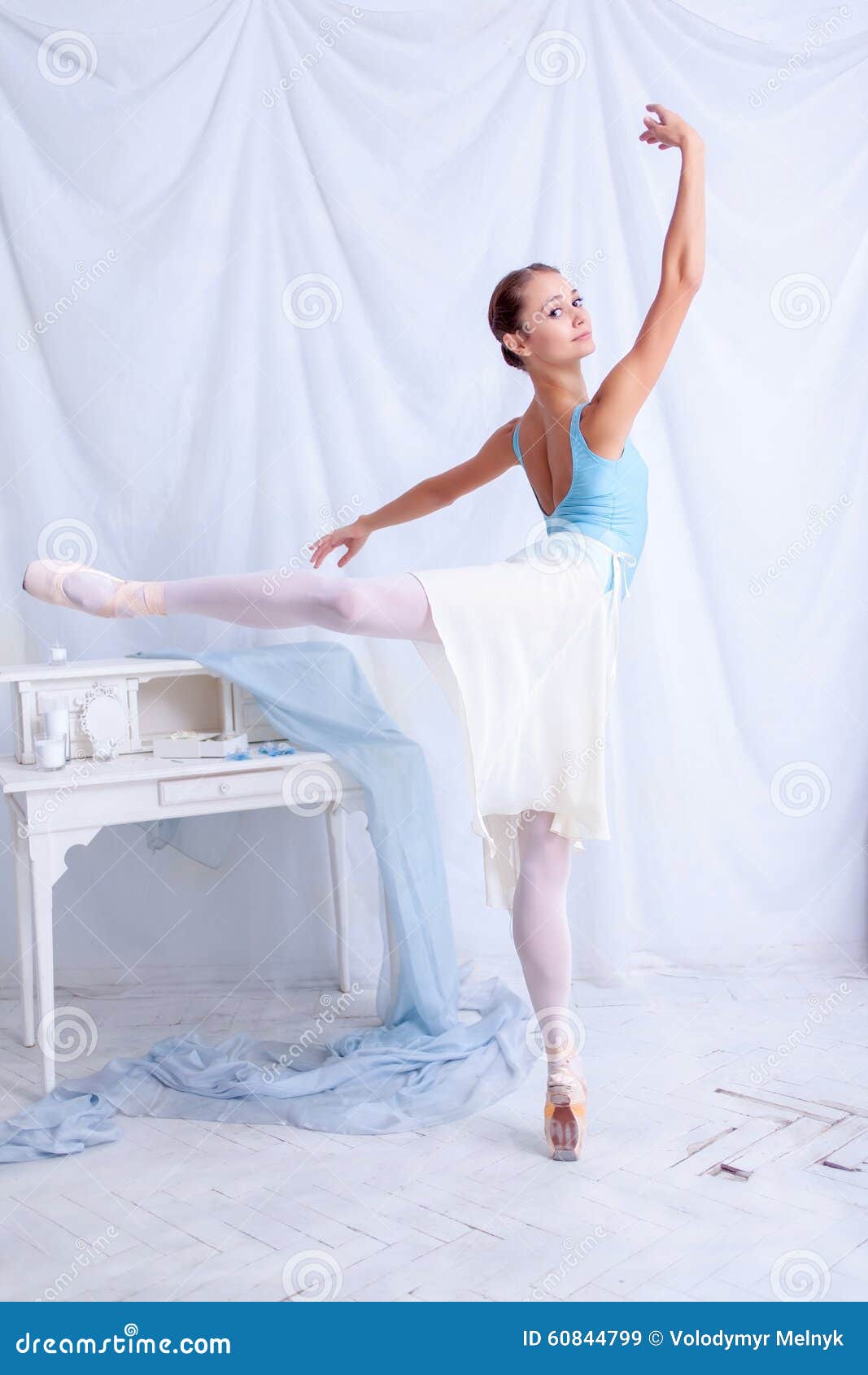 Professional Ballet Dancer Posing on White Stock Image - Image of ...