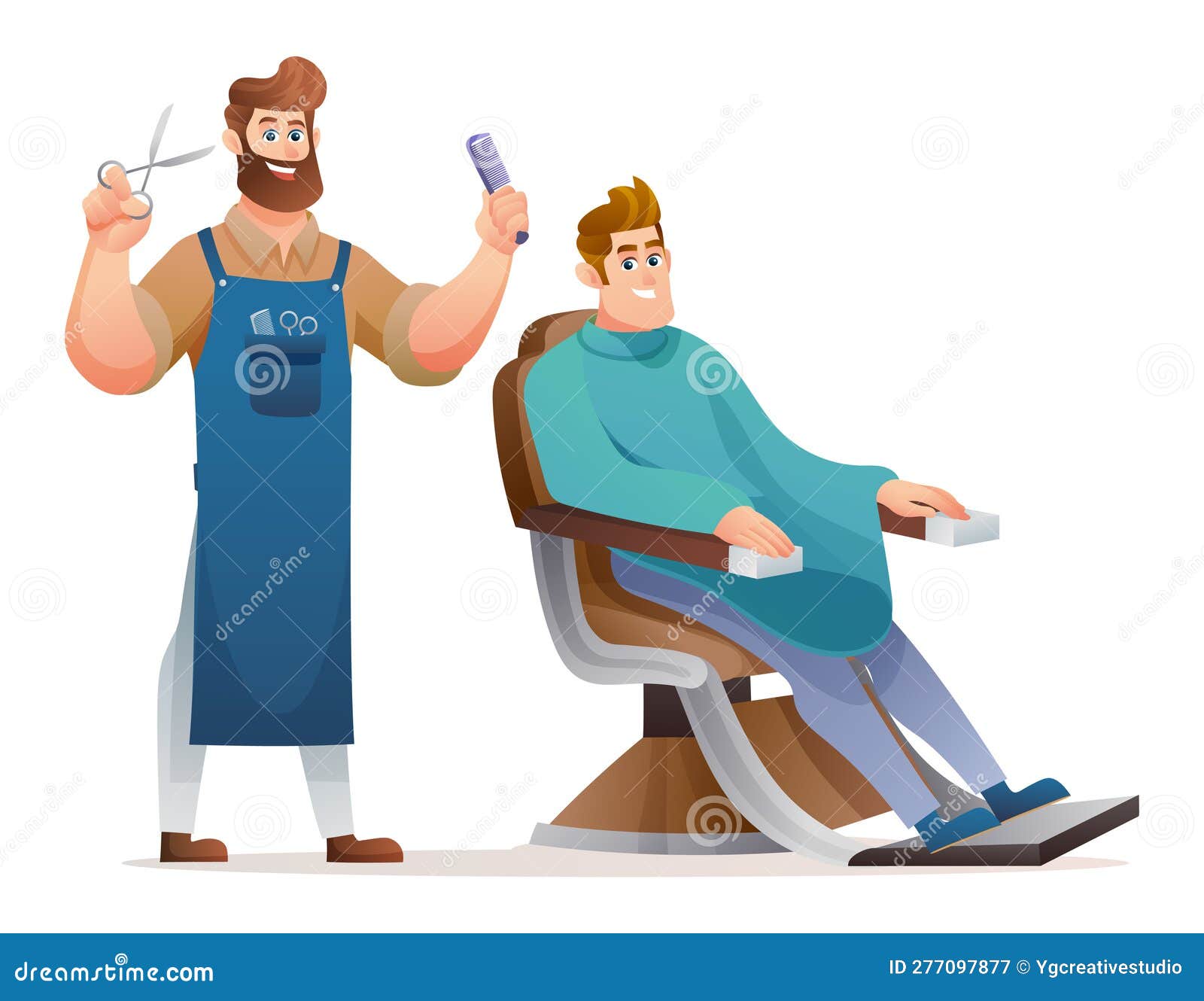 Professional Barber with Customer Stock Vector - Illustration of client ...