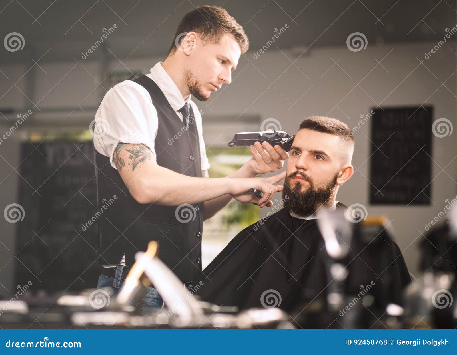 Professional Barber Doing a Haircut Stock Photo - Image of business ...