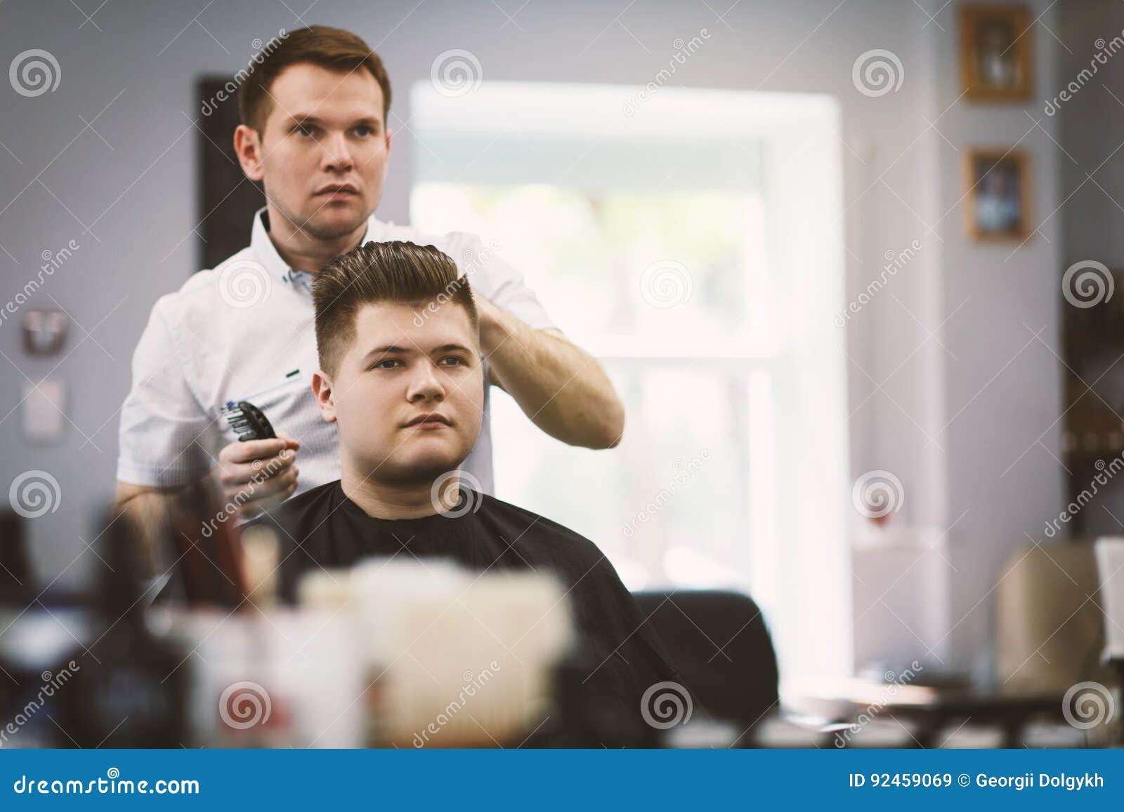 Professional Barber Doing a Haircut Stock Image - Image of person ...