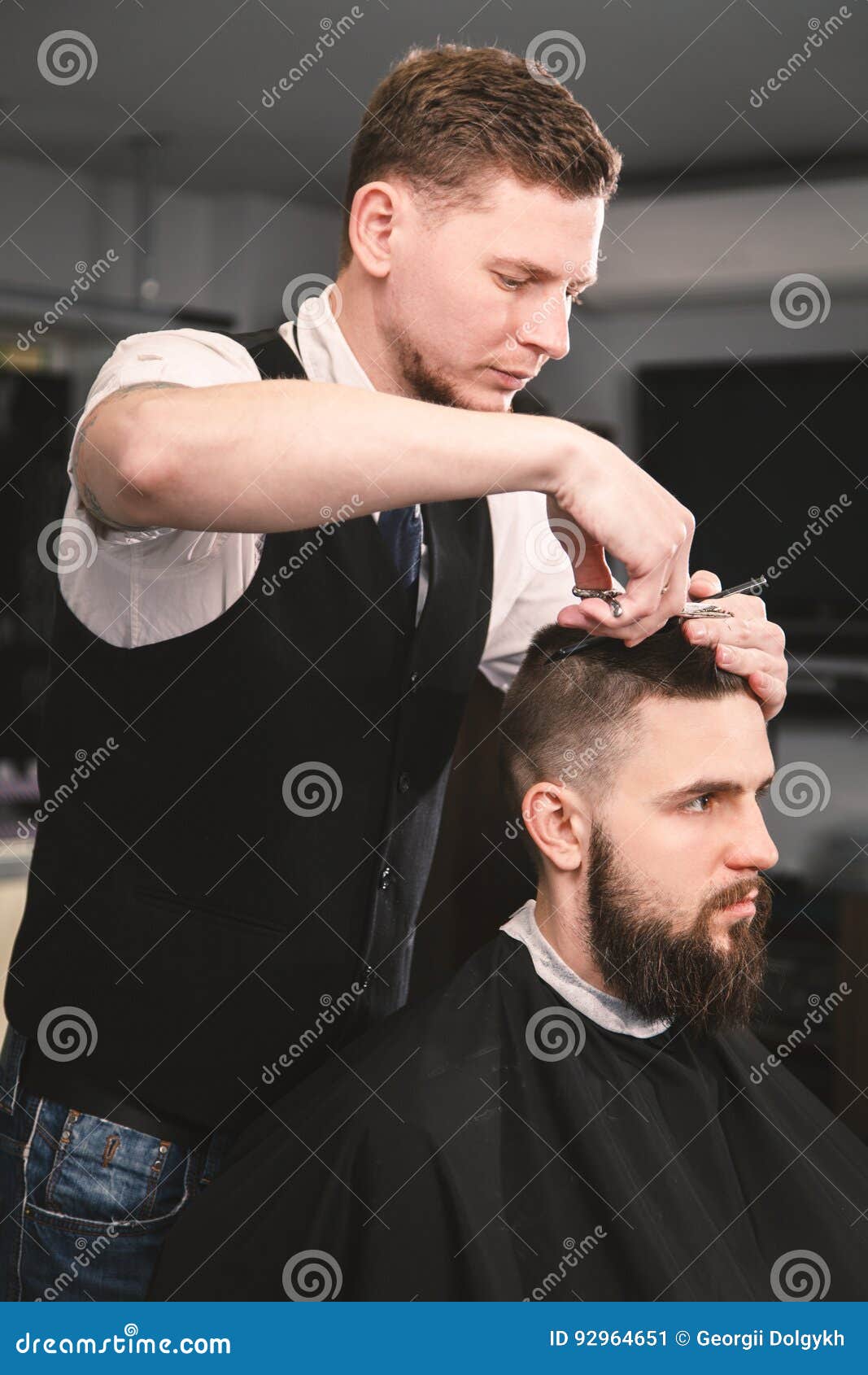 Professional Barber Doing a Haircut Stock Image - Image of comb, care ...
