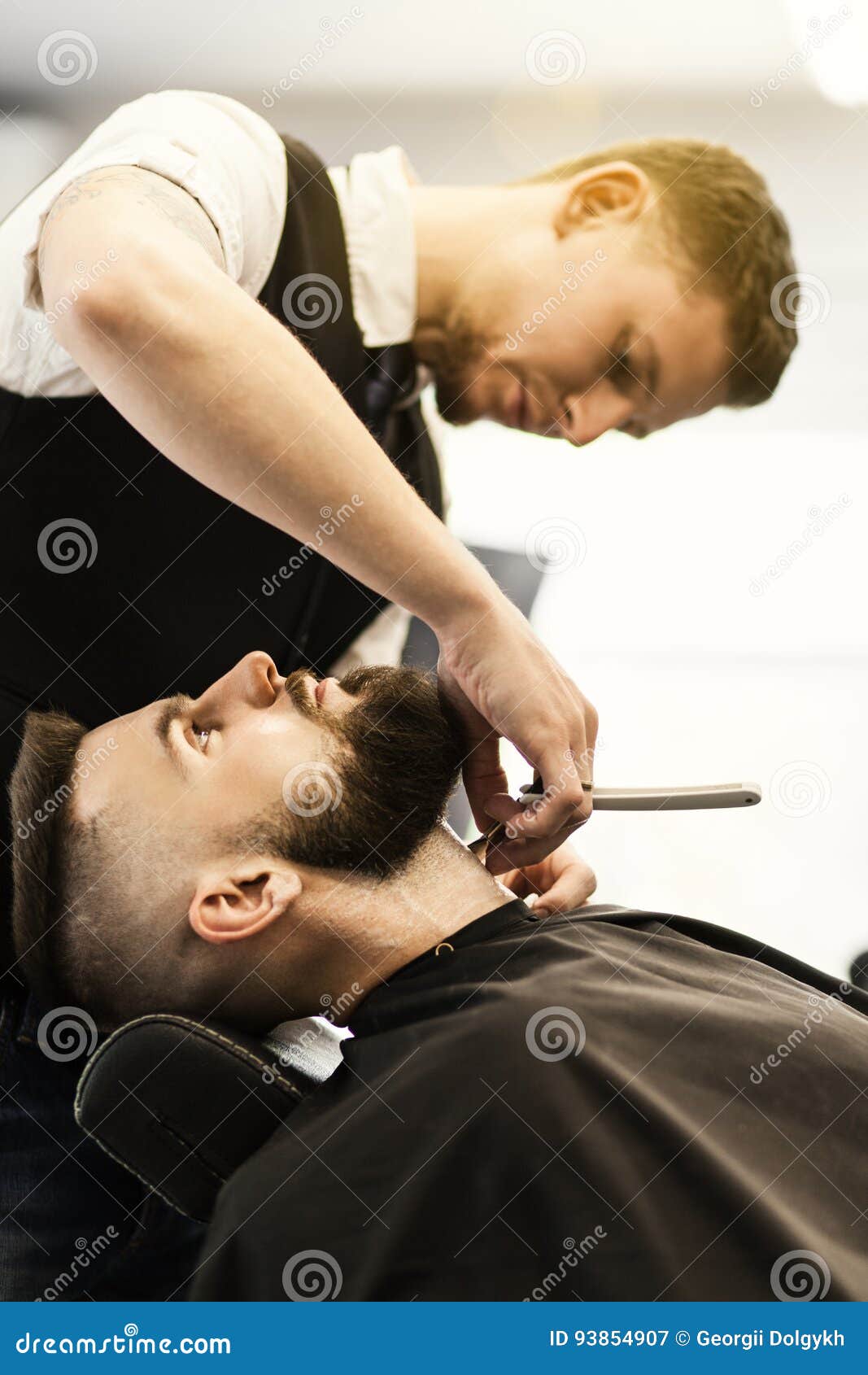 Professional Barber Doing a Haircut Stock Image - Image of adult, hair ...