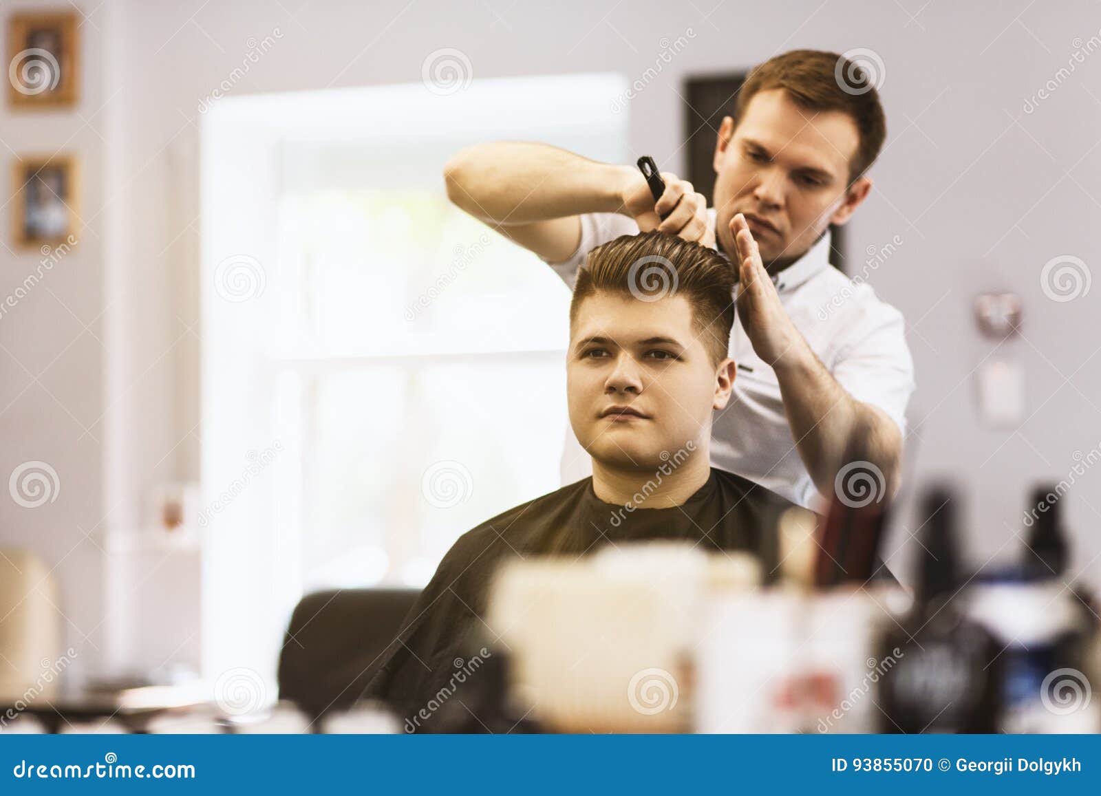 Professional Barber Doing a Haircut Stock Photo - Image of hairdresser ...