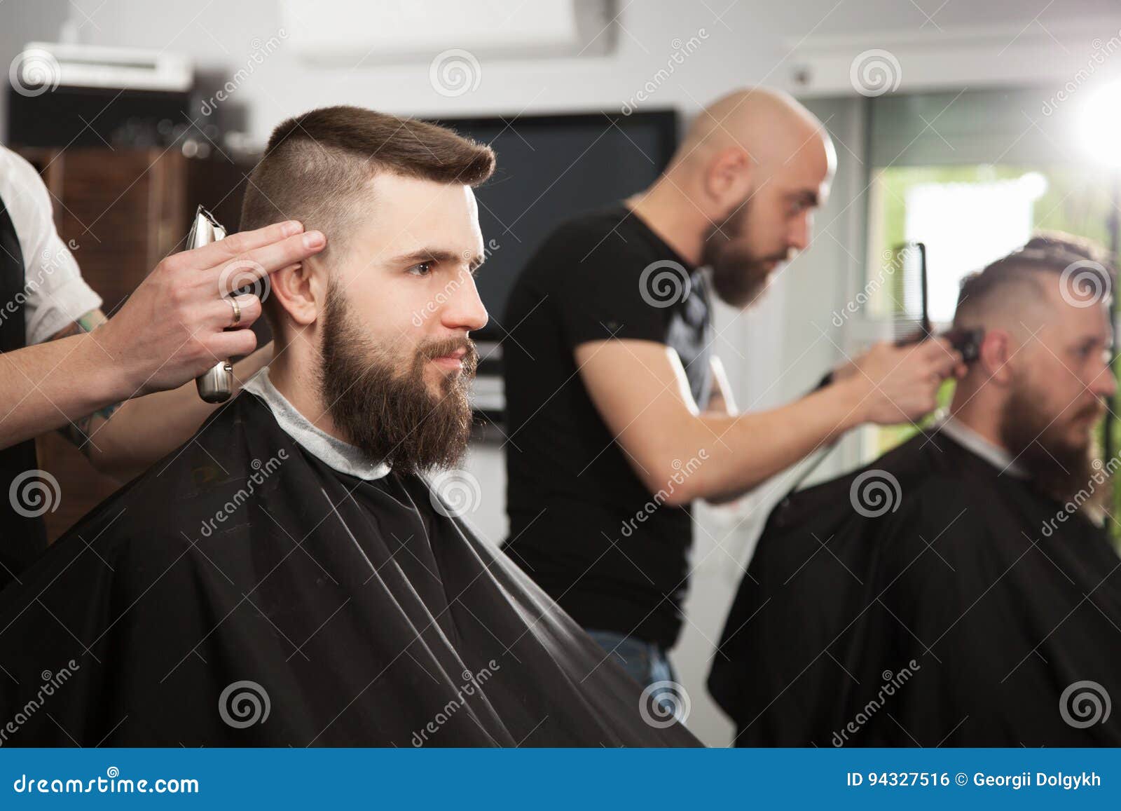 Professional Barber Doing a Haircut Stock Photo - Image of beard ...