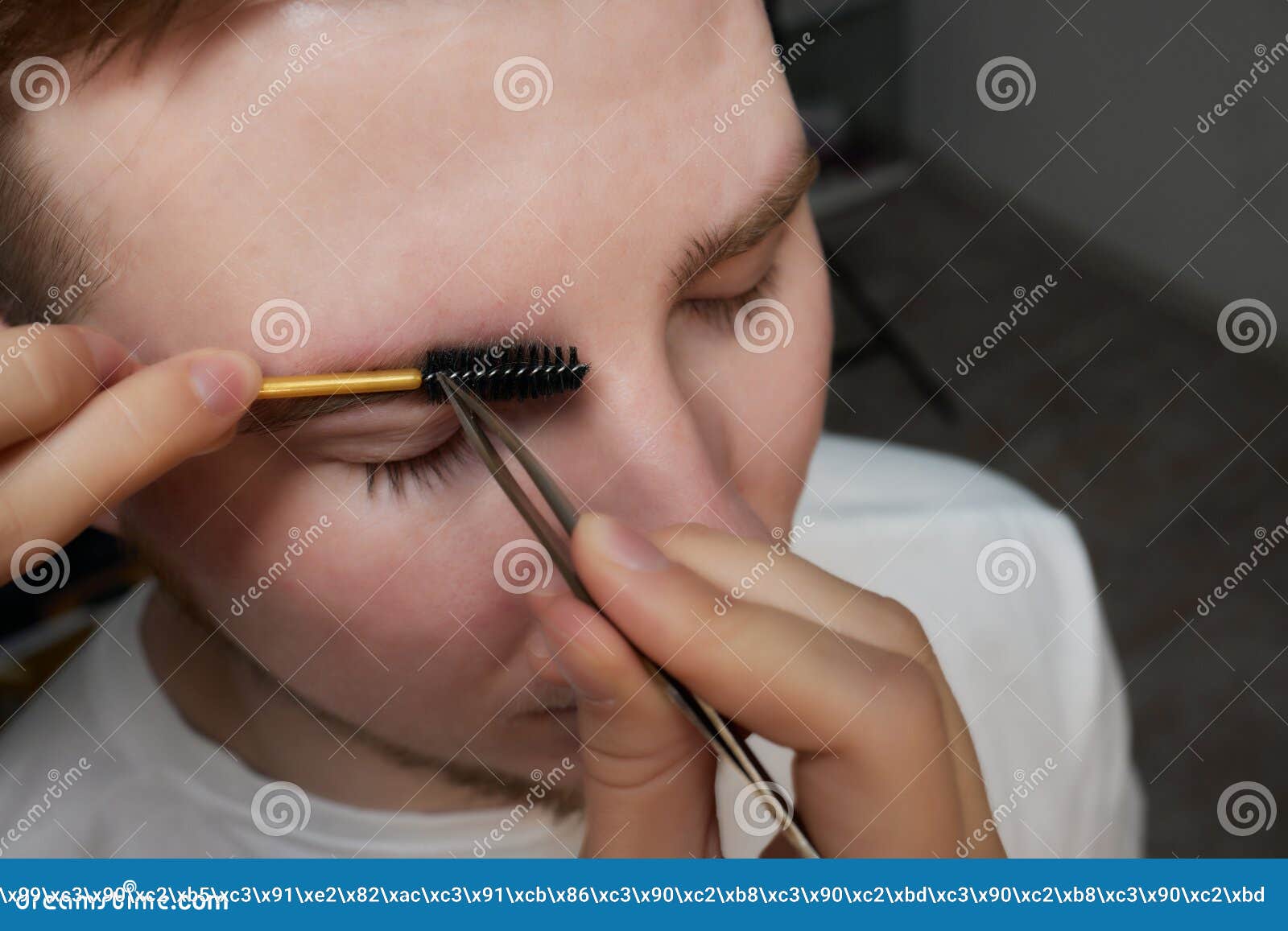 Professional Barber Doing Threading Procedure and Correcting Shape of ...