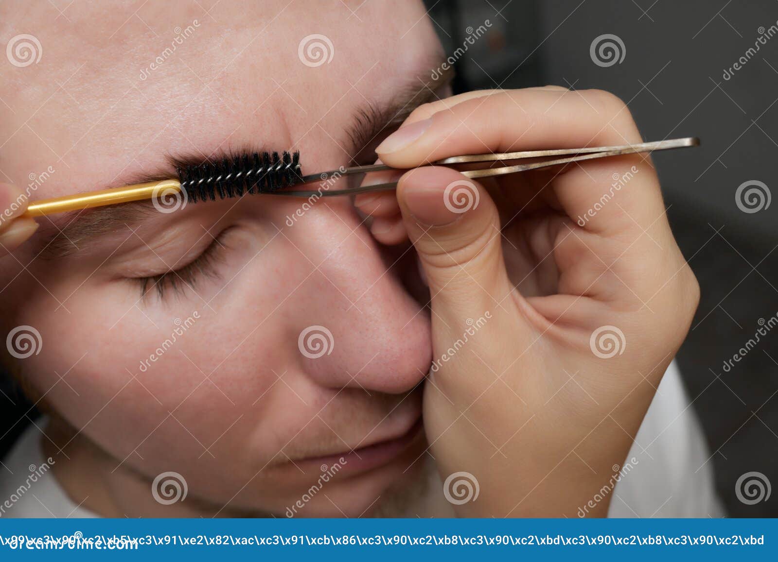 Professional Barber Doing Threading Procedure and Correcting Shape of ...