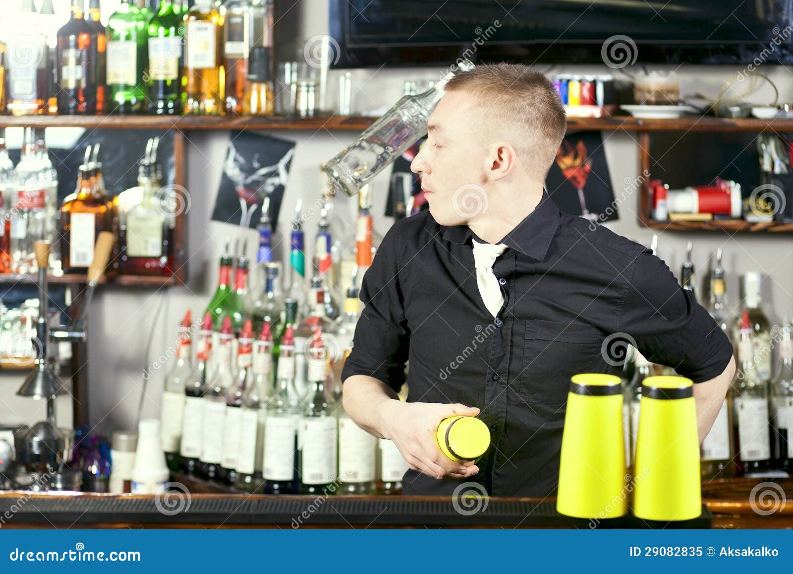 Professional Barmen Making Cocktail Stock Image - Image of color ...