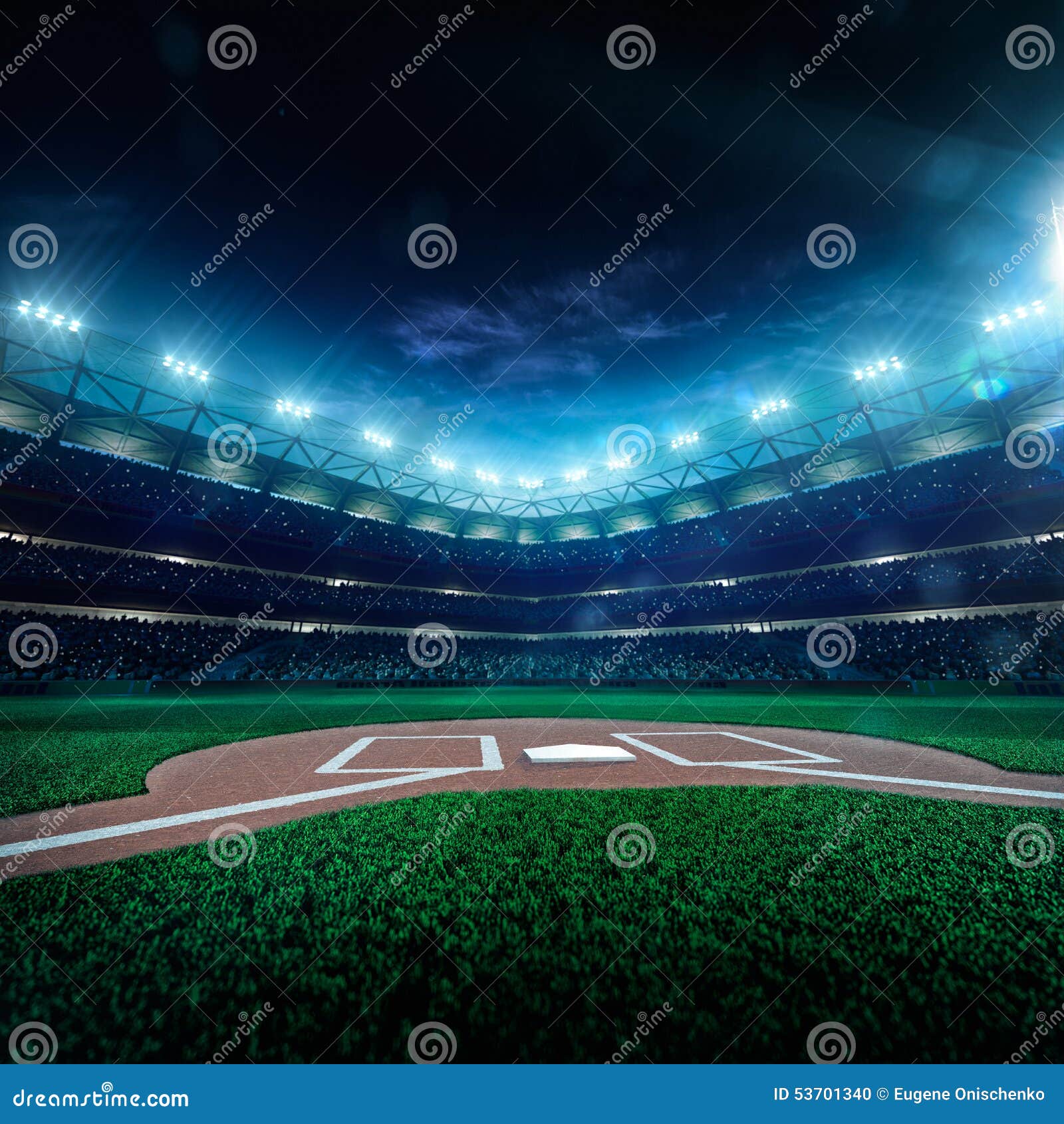 Professional Baseball Grand Arena in Night Stock Photo - Image of ...