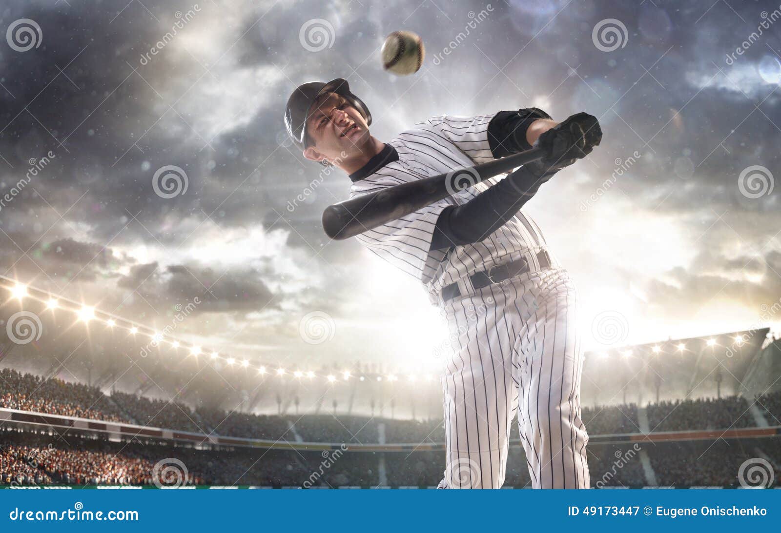 Professional Baseball Player in Action Stock Image - Image of success ...