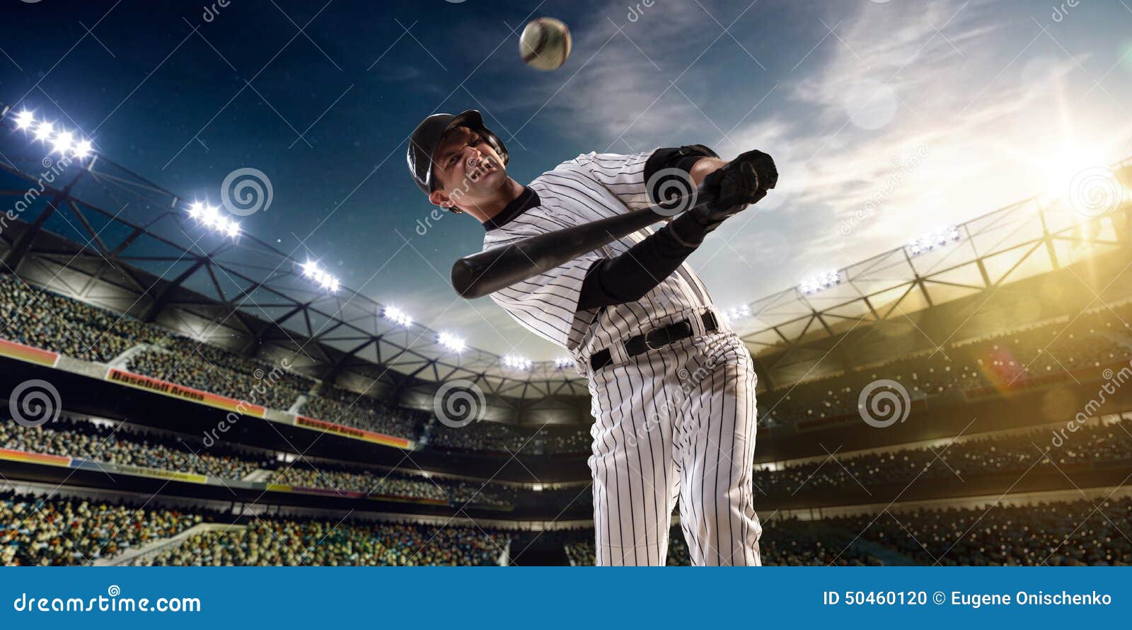 Professional Baseball Player in Action Stock Photo - Image of hitting ...