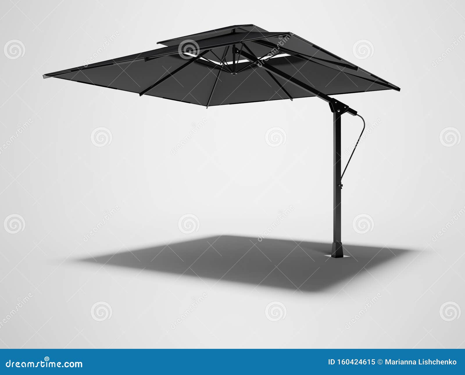 Professional Beach Umbrella for Cafe Right Side View 3D Render on Gray ...