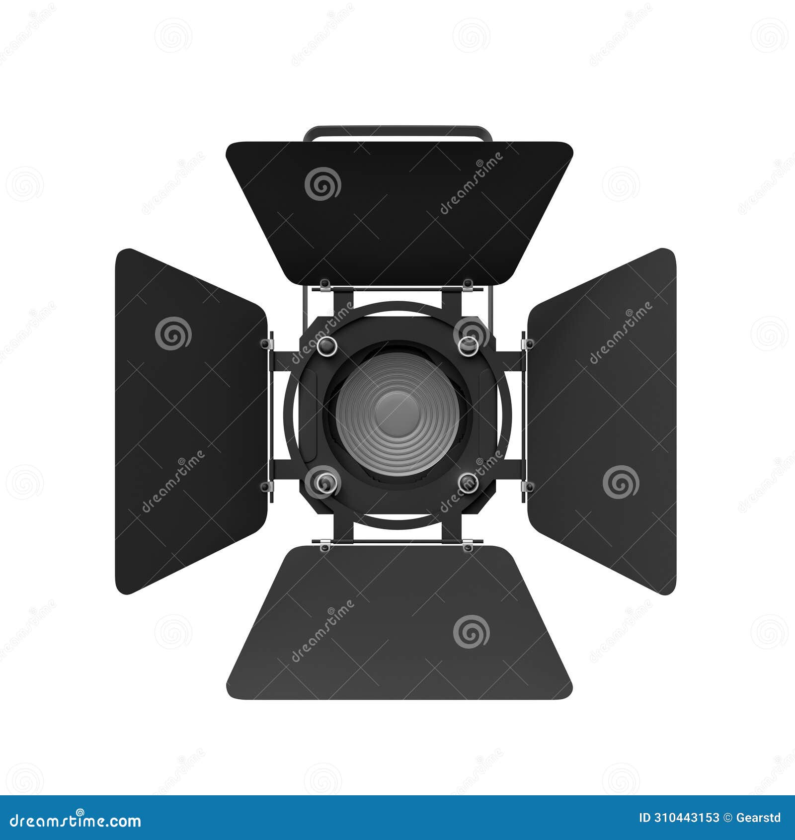 Professional Black Stage Spotlight Front View Stock Image - Image of ...
