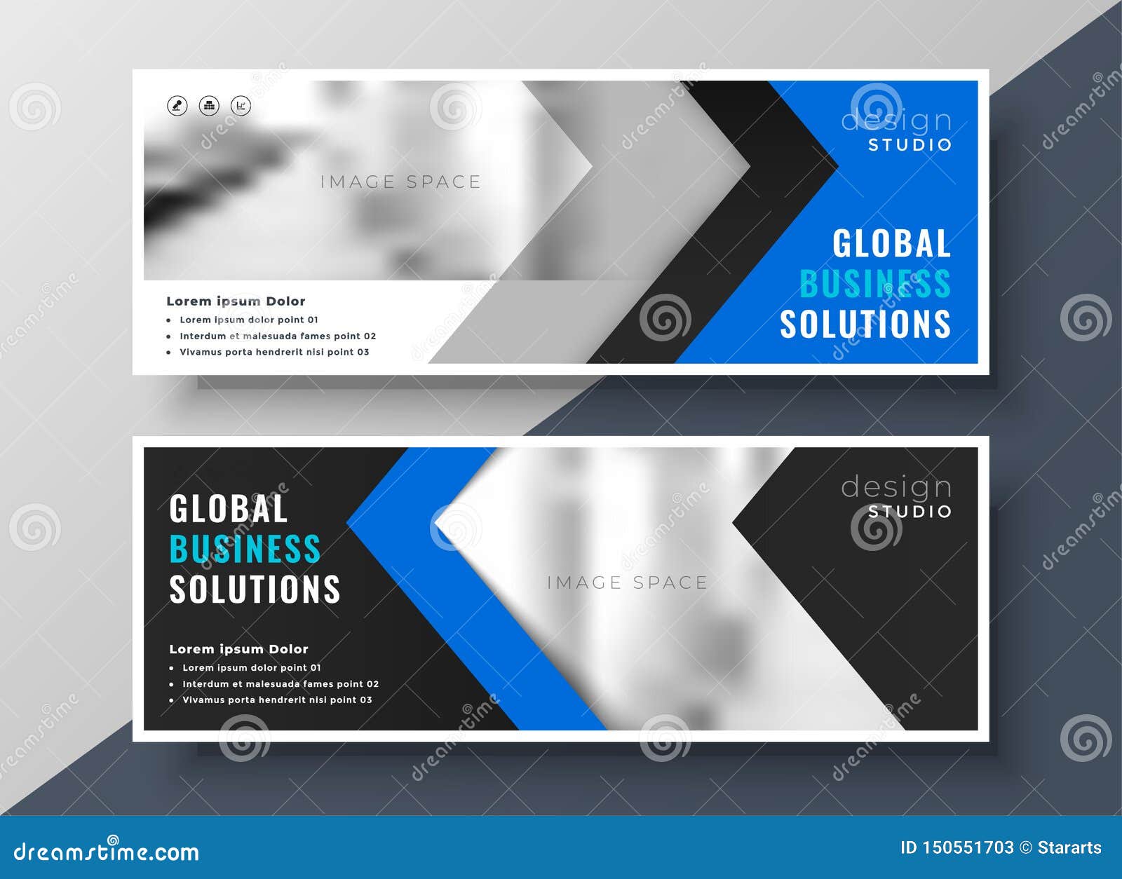 Professional Blue Business Banner Design Stock Vector - Illustration of ...
