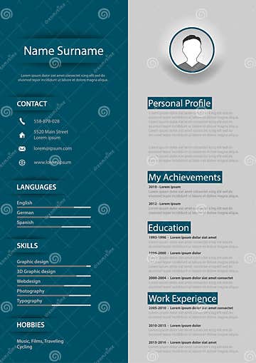 Professional Blue Gray Resume Cv with Design Elements Stock Vector ...