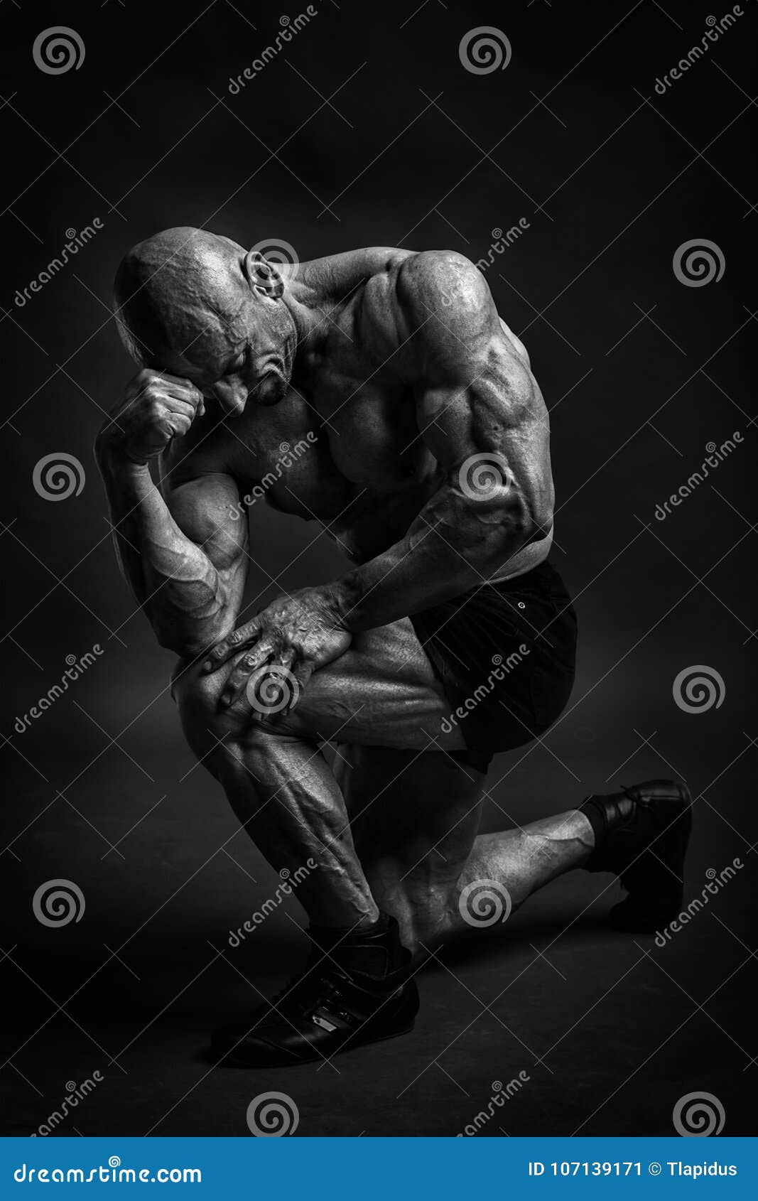 Professional Bodybuilder and Fitnes Model Posing in Studio Like a ...