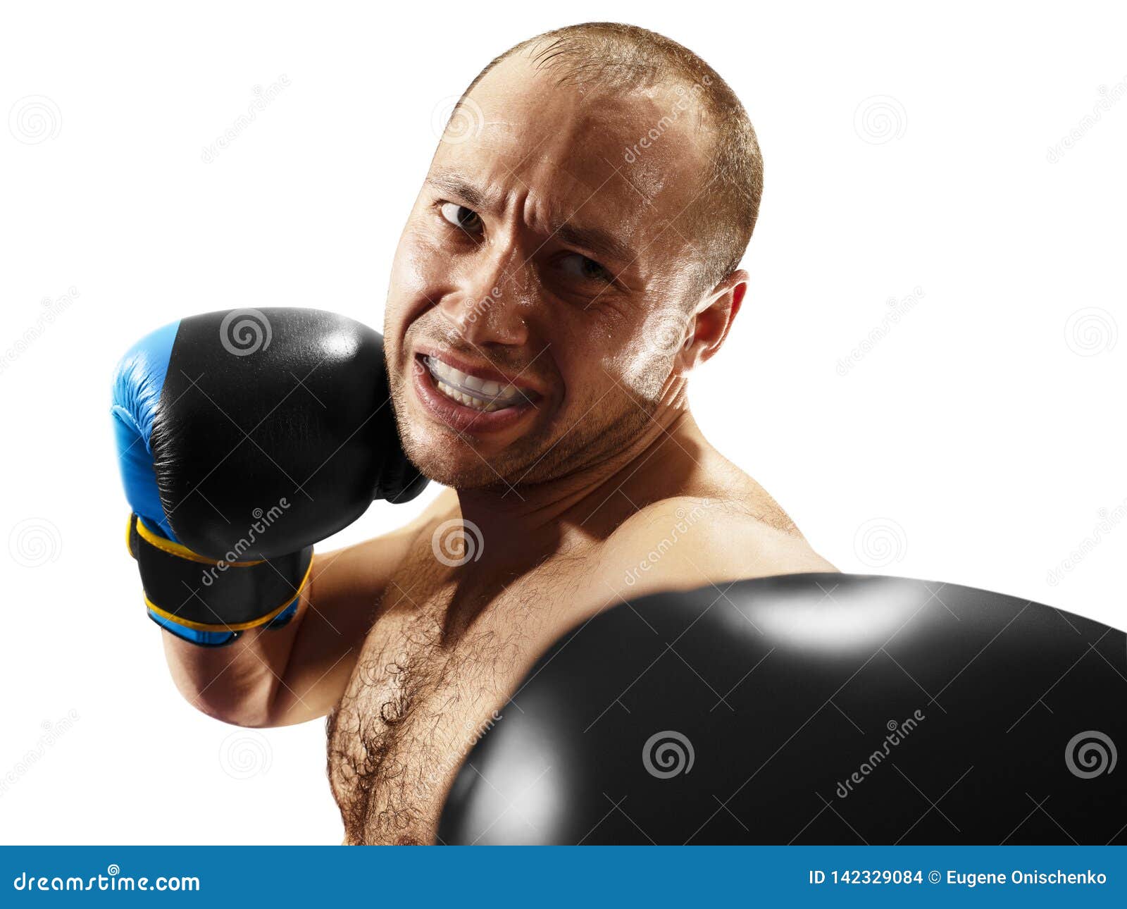 Professional Boxer Isolated in Black Background Dark Stock Photo ...