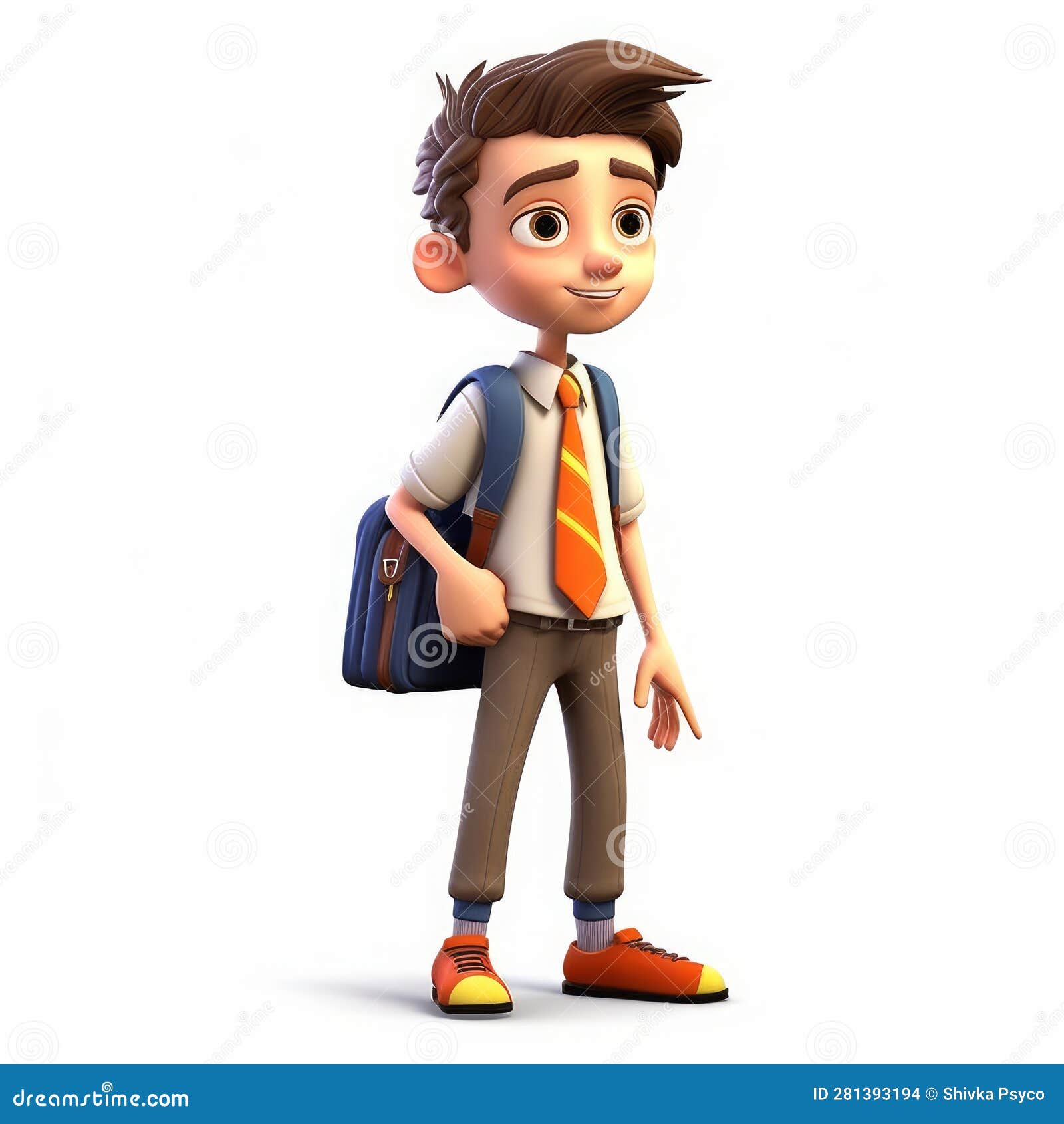 A Professional Boy with Bag Cartoon 3D Generative AI Stock Illustration ...