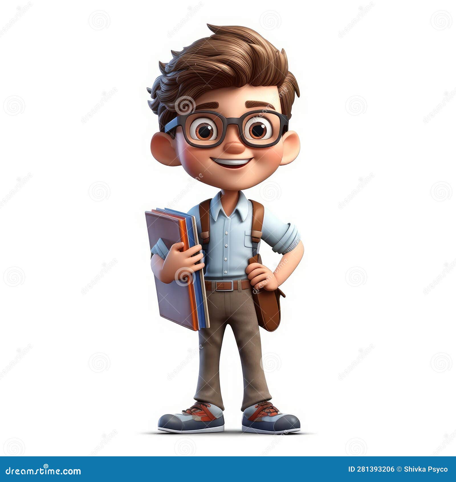 A Professional Boy Wearing Glasses Cartoon 3D Generative AI Stock ...