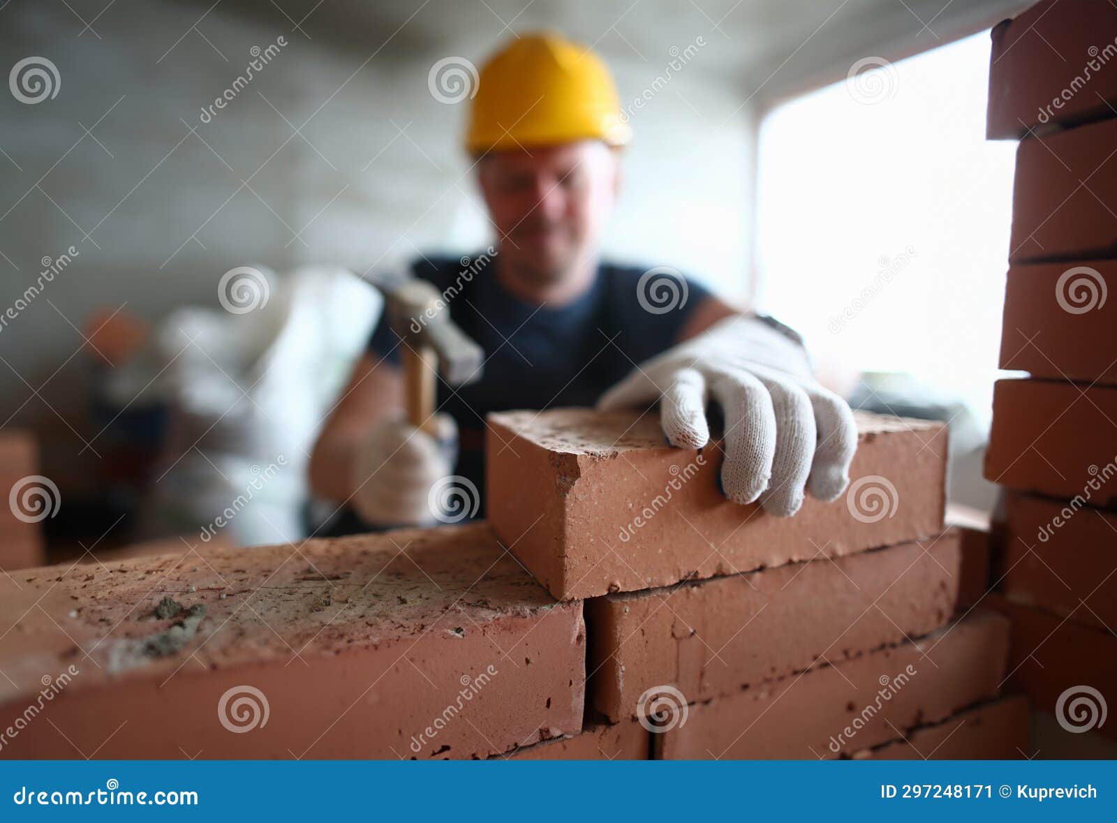 Professional Bricklayer Working on Construction Stock Image - Image of ...