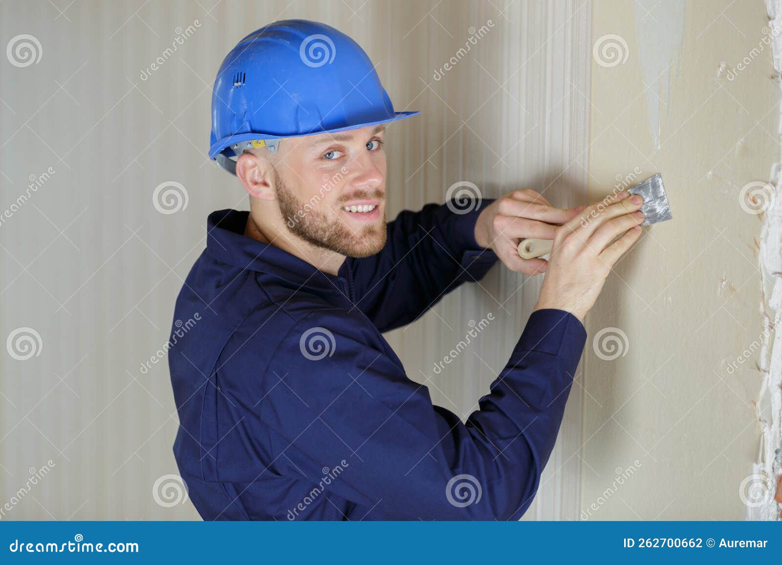 Professional Builder Plastering Wall with Plastering Float Stock Photo ...