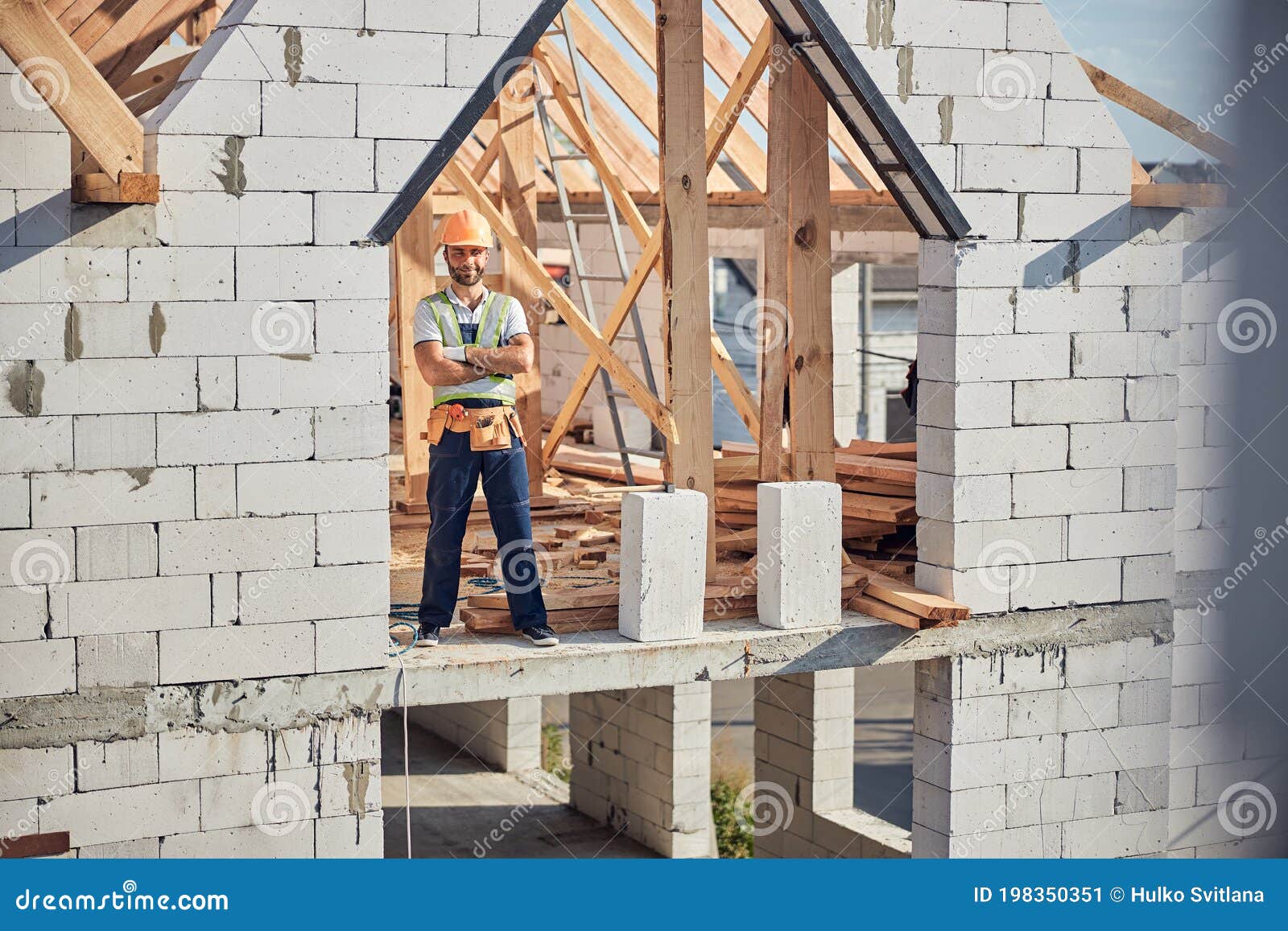 Professional Builder Posing in a Construction Site Stock Image - Image ...