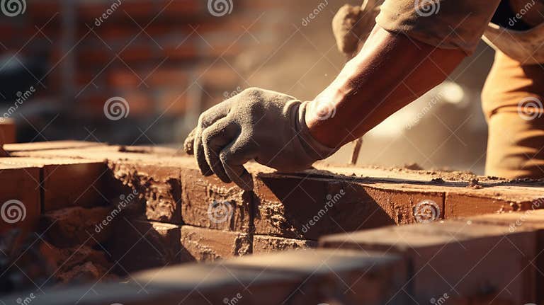 A Professional Builder& X27;s Work. Zoom in on the Hands of the Builder ...