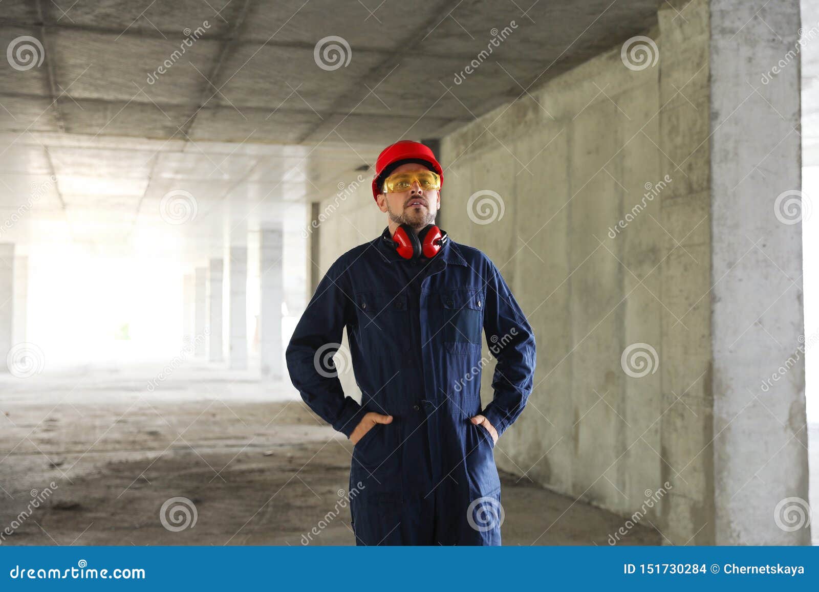Professional Builder Dressed In Vintage Outfit Posing On A Cross ...