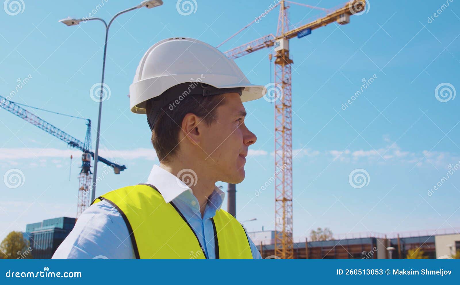 Professional Builder Standing in Front of Construction Site. Foreman in ...