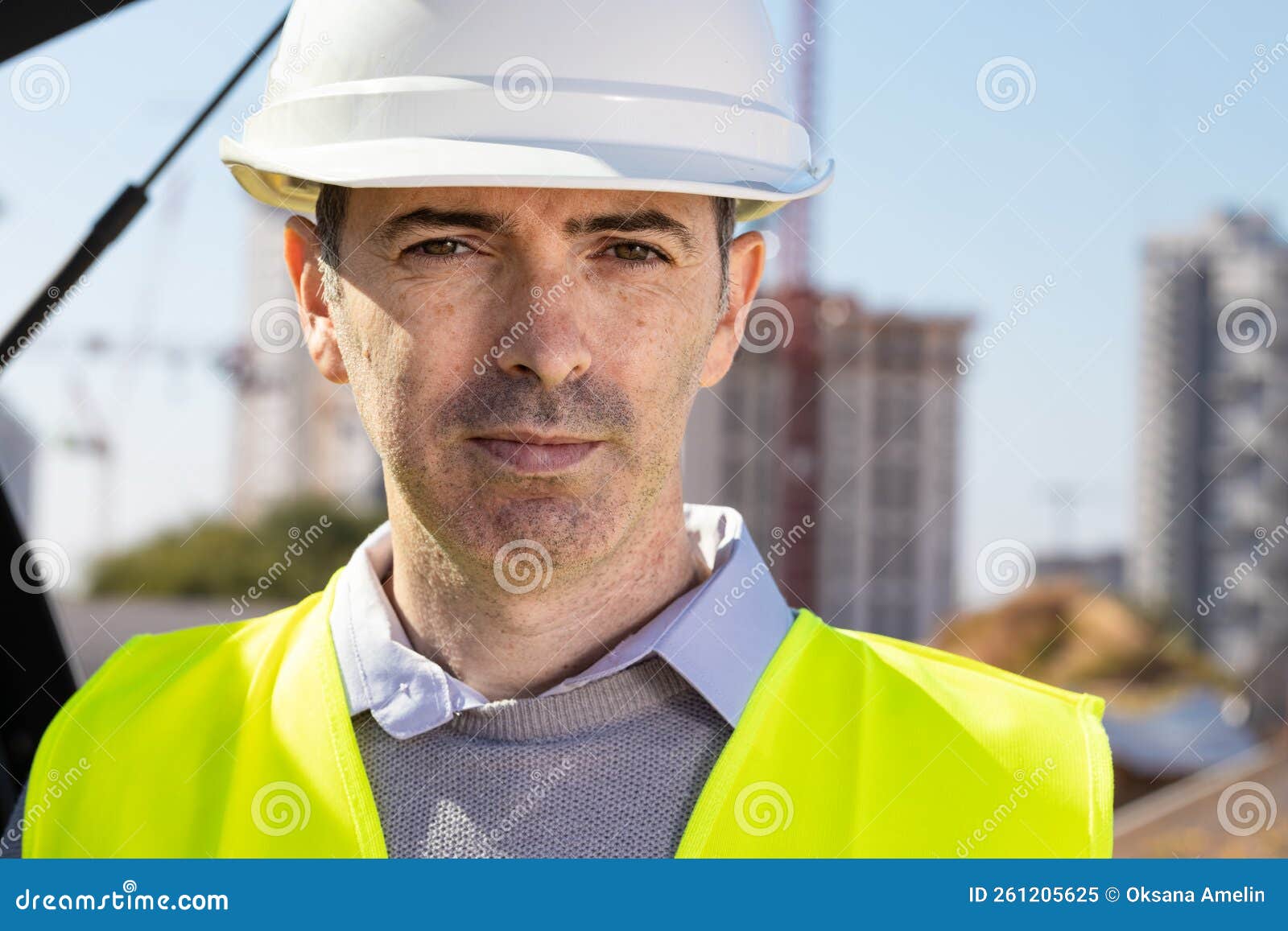Professional Builder Standing in Front of the Construction Site Stock ...