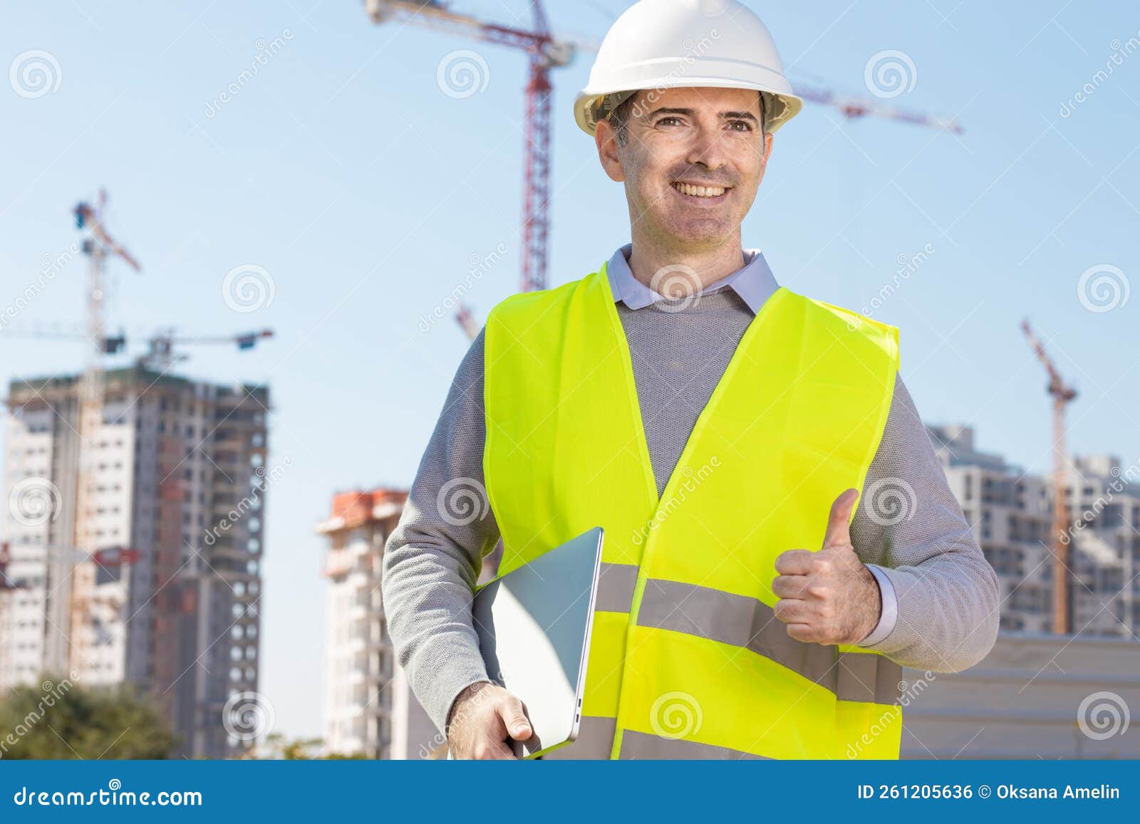 Professional Builder Standing in Front of the Construction Site Stock ...