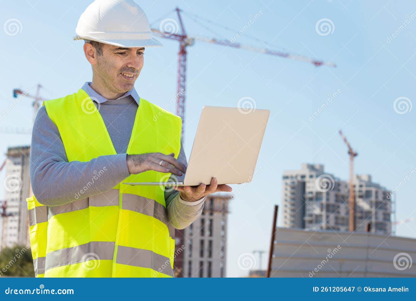Professional Builder Typing on Computer Stock Image - Image of control ...