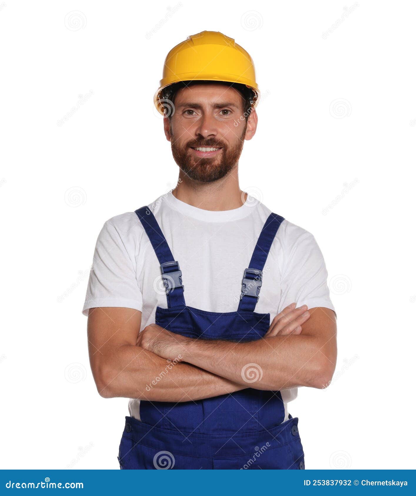 Professional Builder in Uniform Isolated on White Stock Photo - Image ...