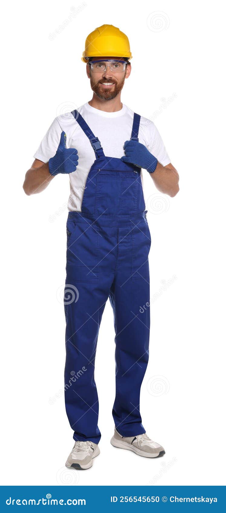 Professional Builder in Uniform Isolated on White Stock Photo - Image ...