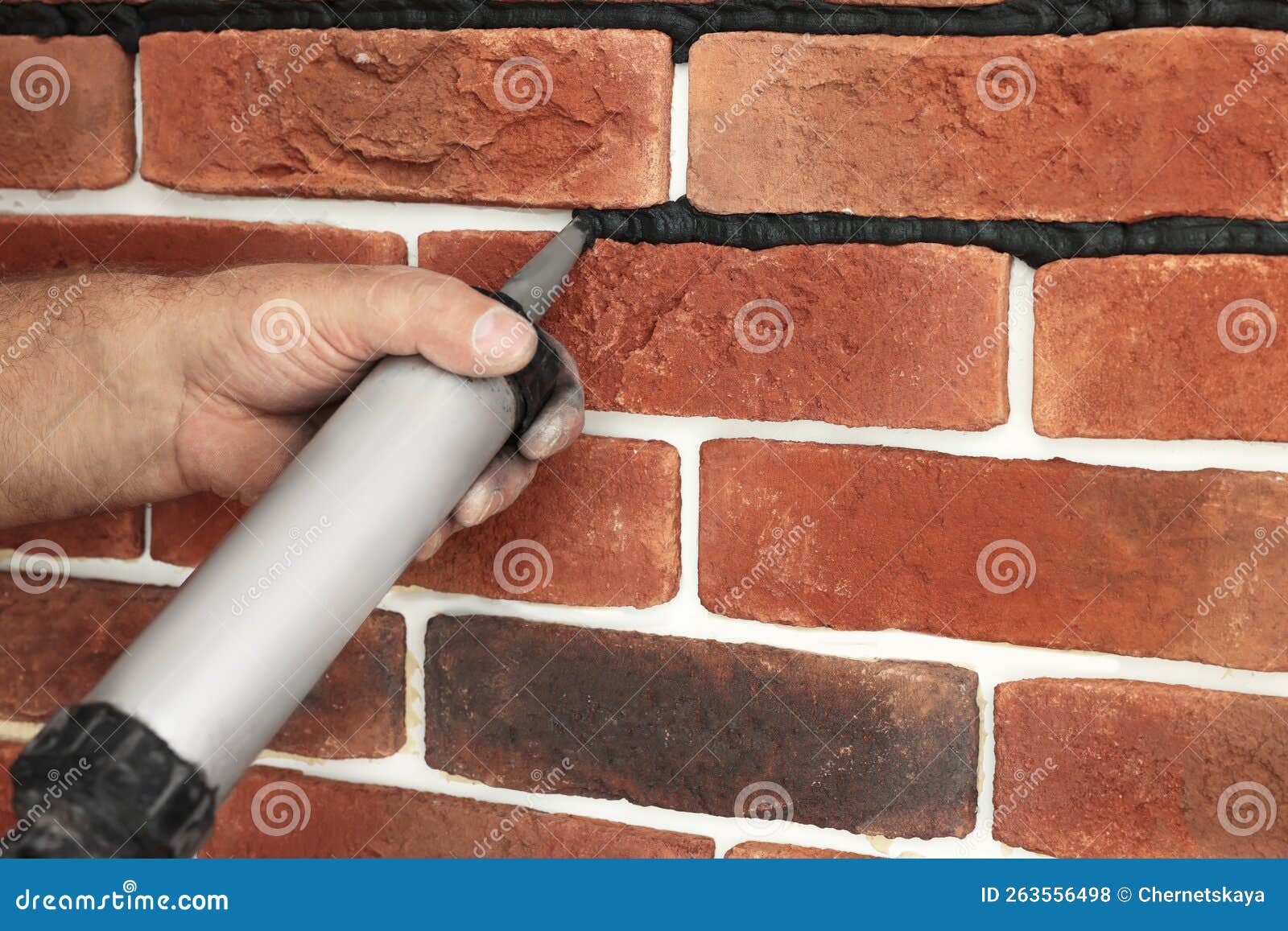 Professional Builder Using Tiling Fugue For Grouting, Closeup Stock ...