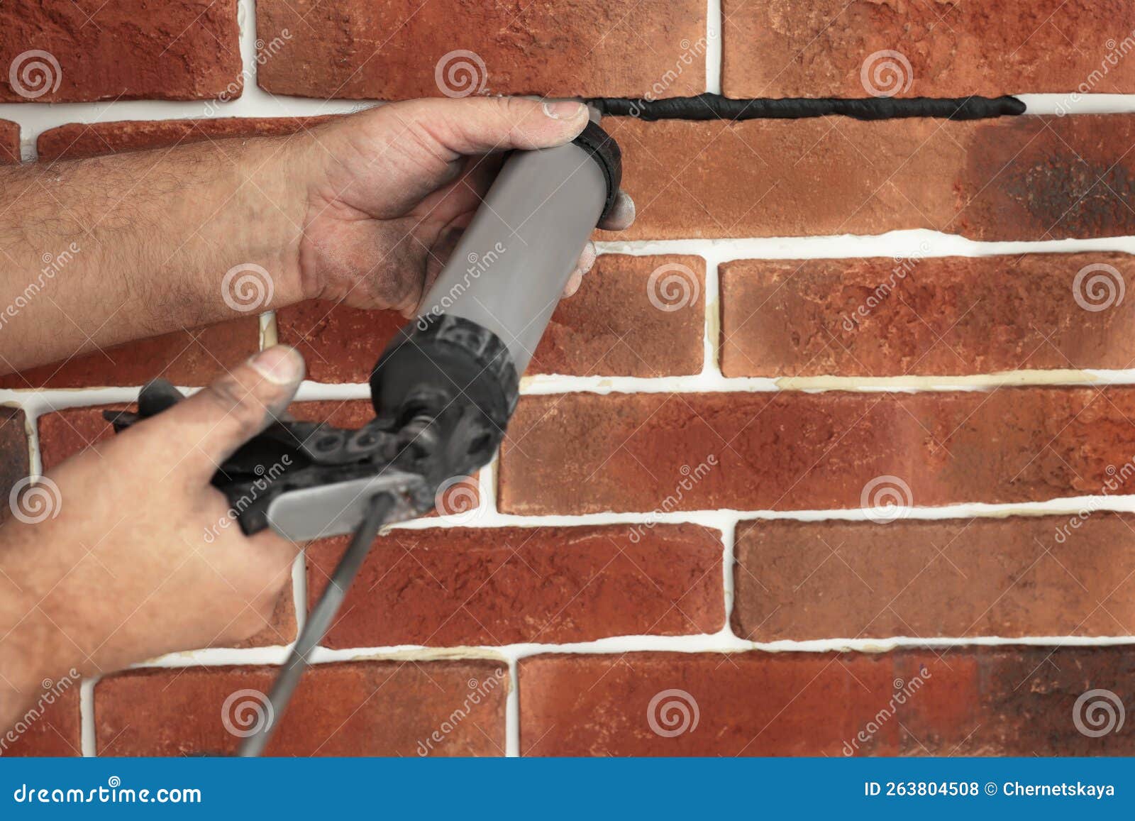 Professional Builder Using Tiling Fugue for Grouting, Closeup Stock ...