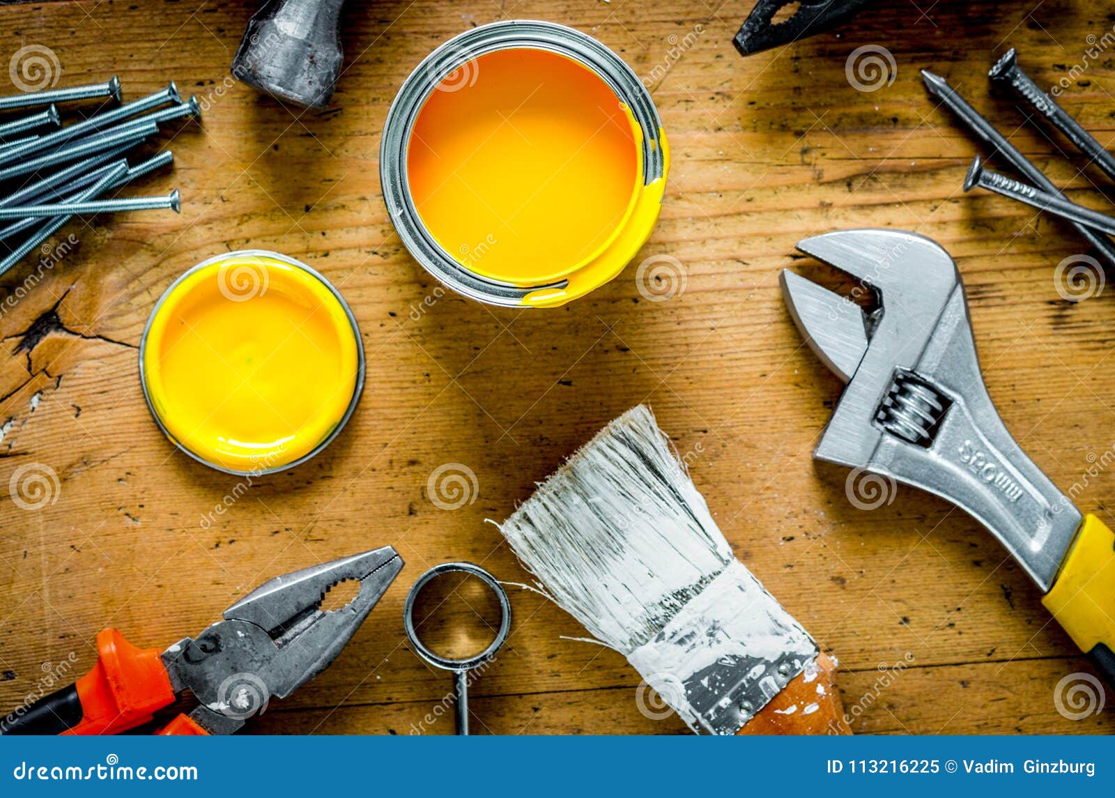 Professional Builder Work with House Renovation Instruments on W Stock ...