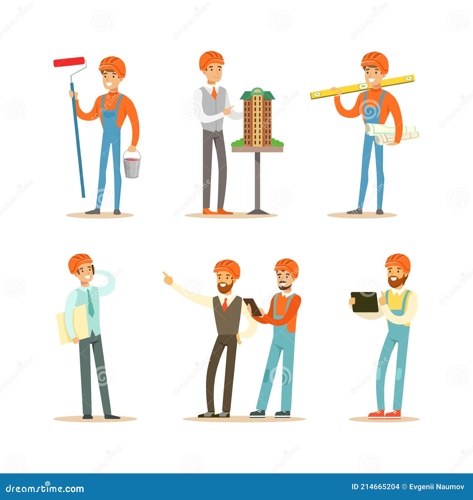 Professional Builders with Tools Set, Construction Workers, Architect ...