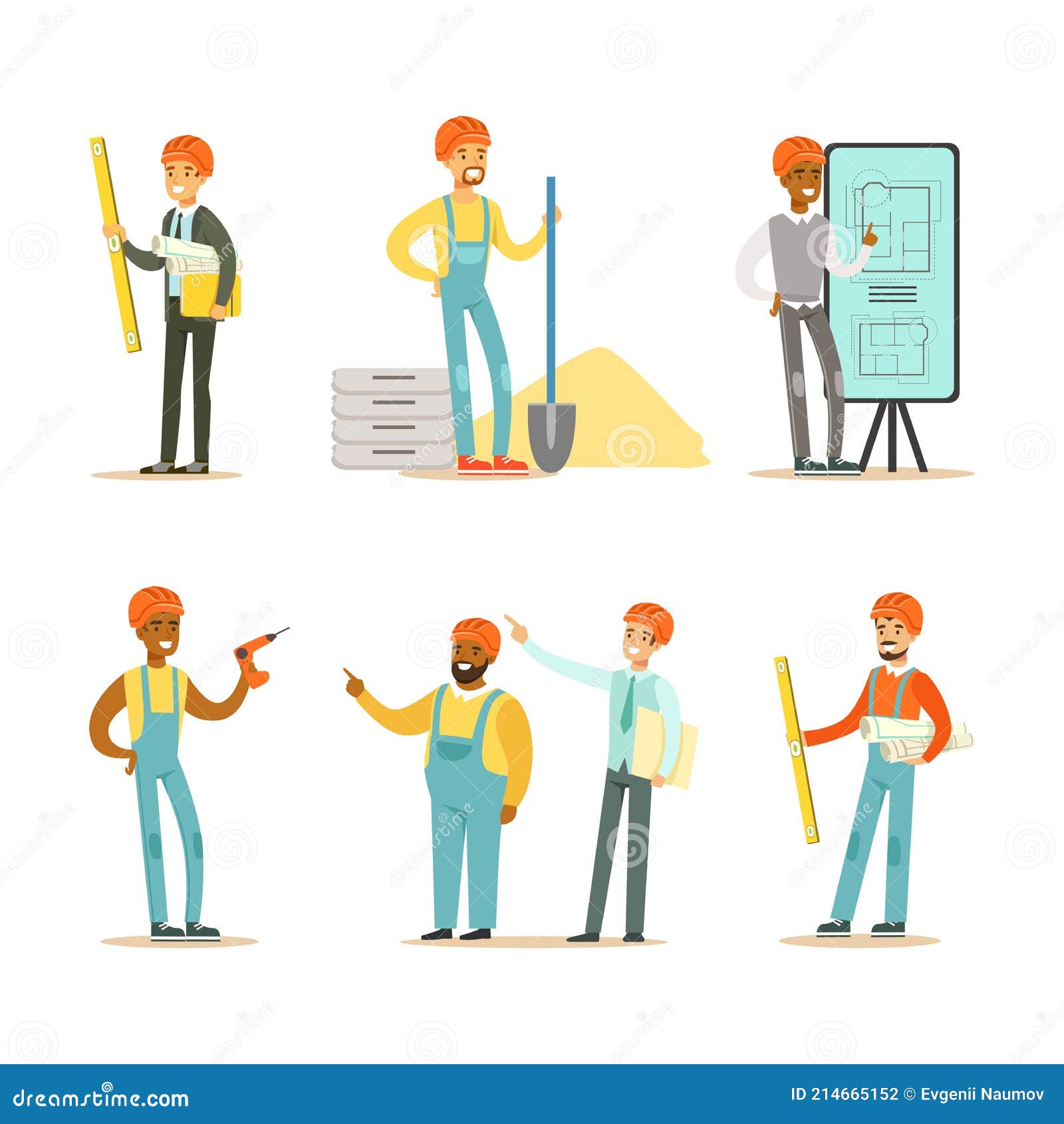 Professional Builders With Tools Set, Construction Workers Characters ...