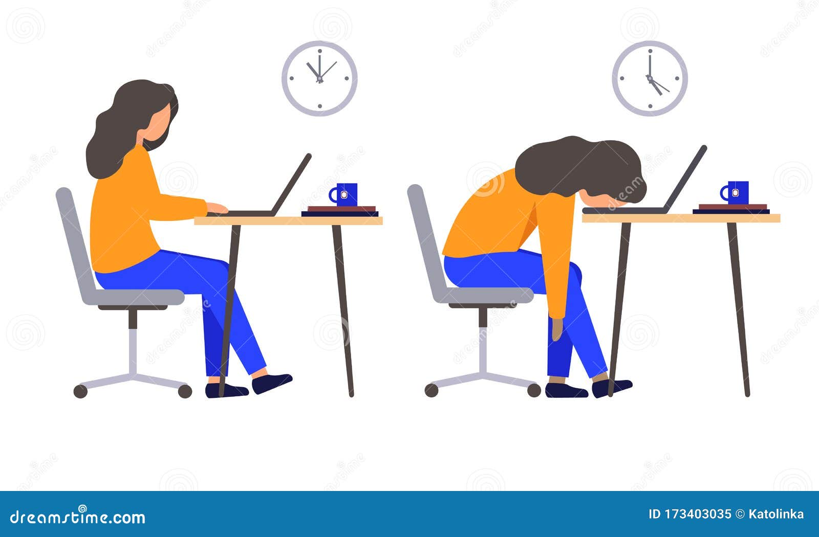 Professional Burnout. an Office Worker is Tired of Working. Cartoon ...