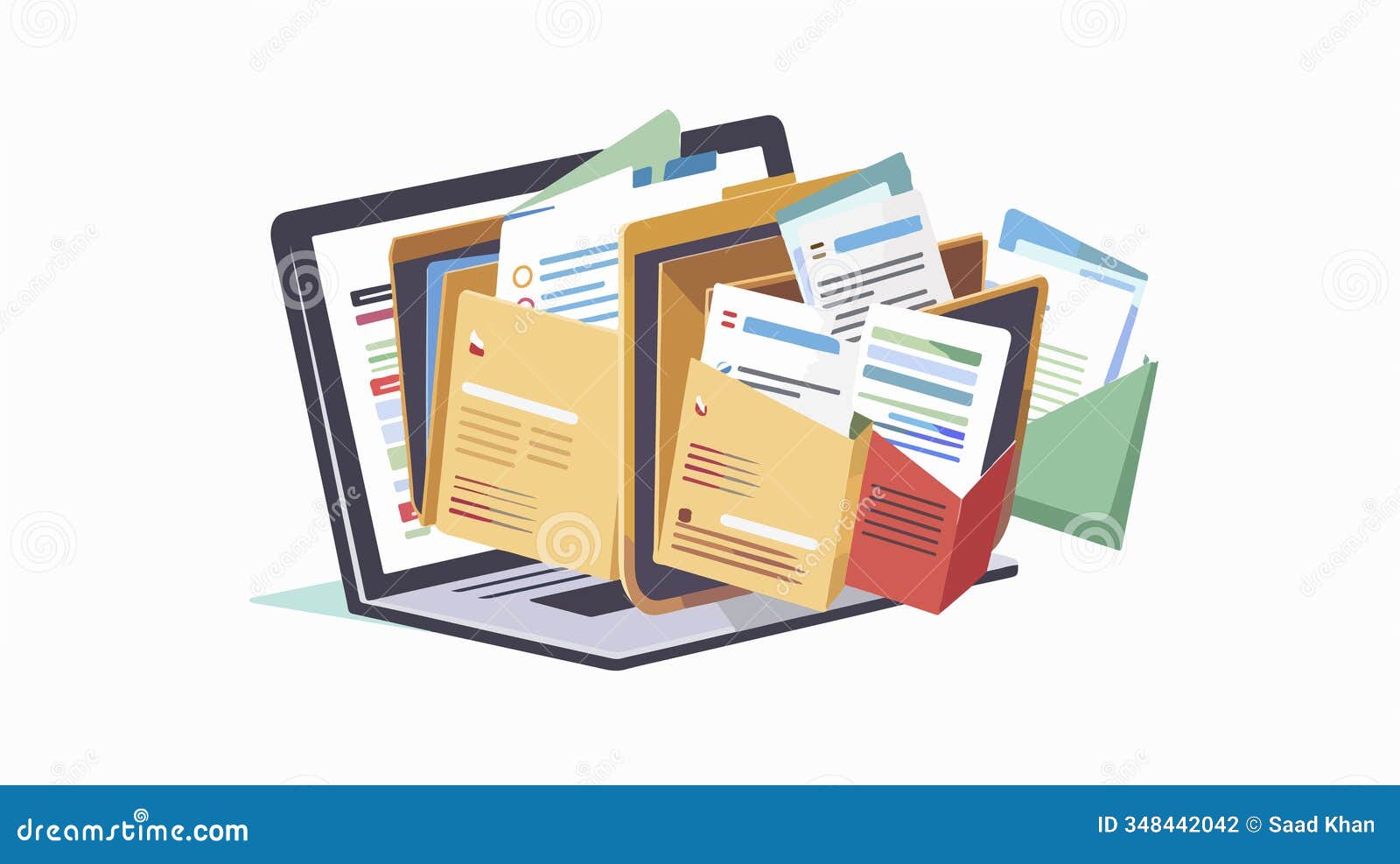 Professional Business Documents Archive Folder Usage Stock Illustration - Illustration of ...