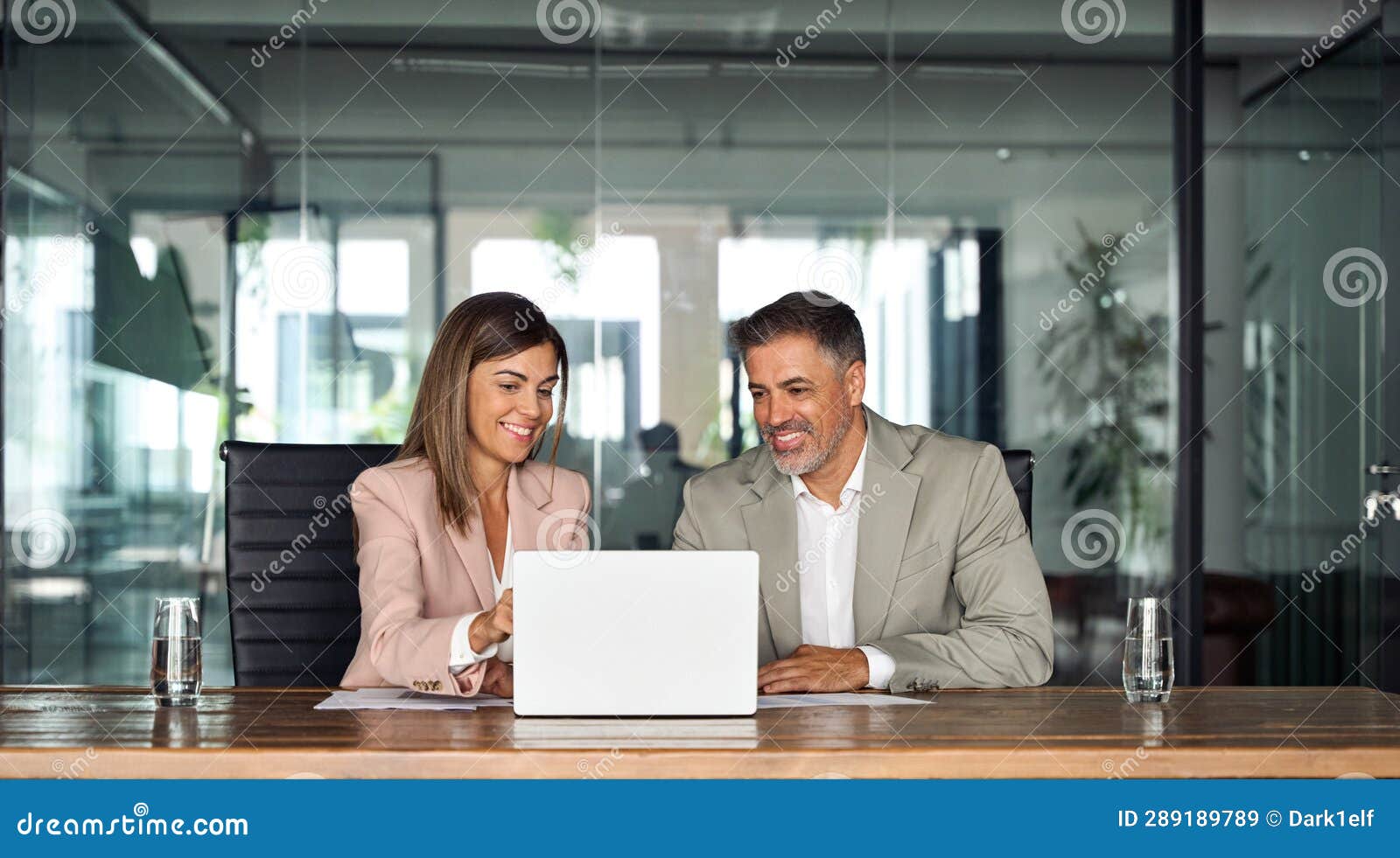 Professional Business Executives Office Team Working Using Laptop at ...