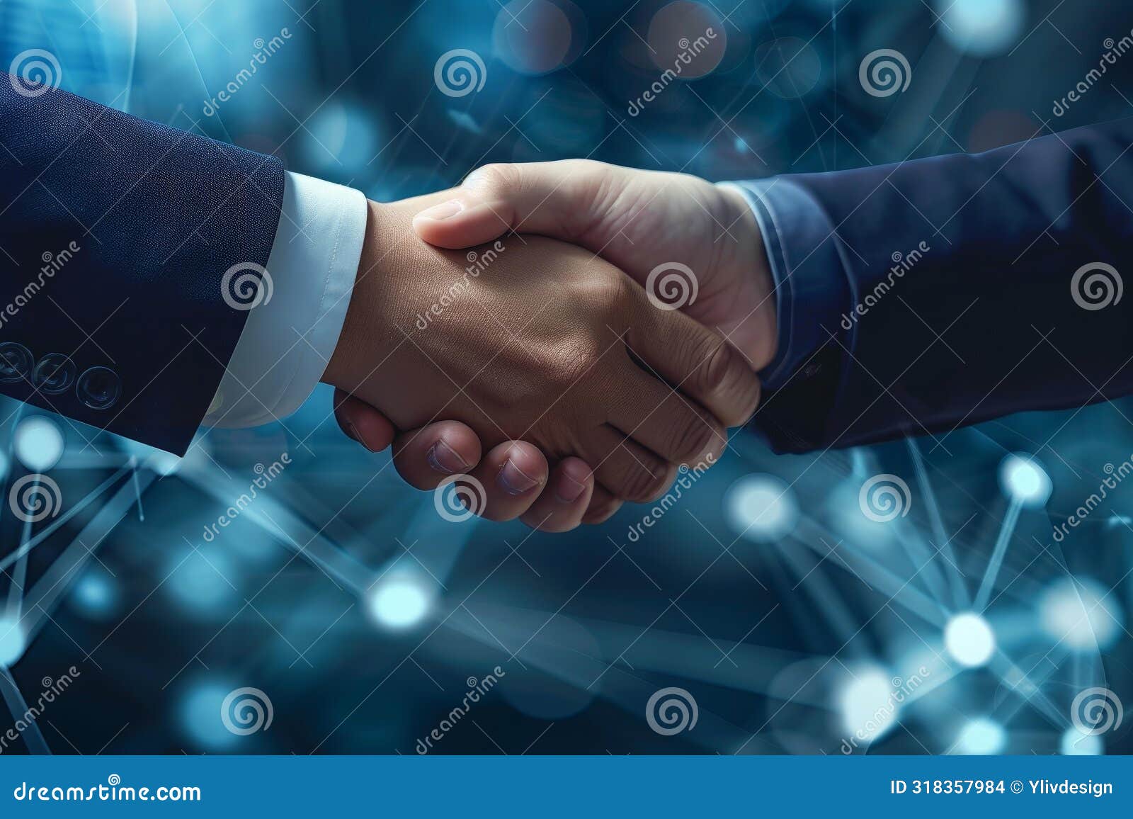 Professional Business Handshake with Digital Network Background Stock ...