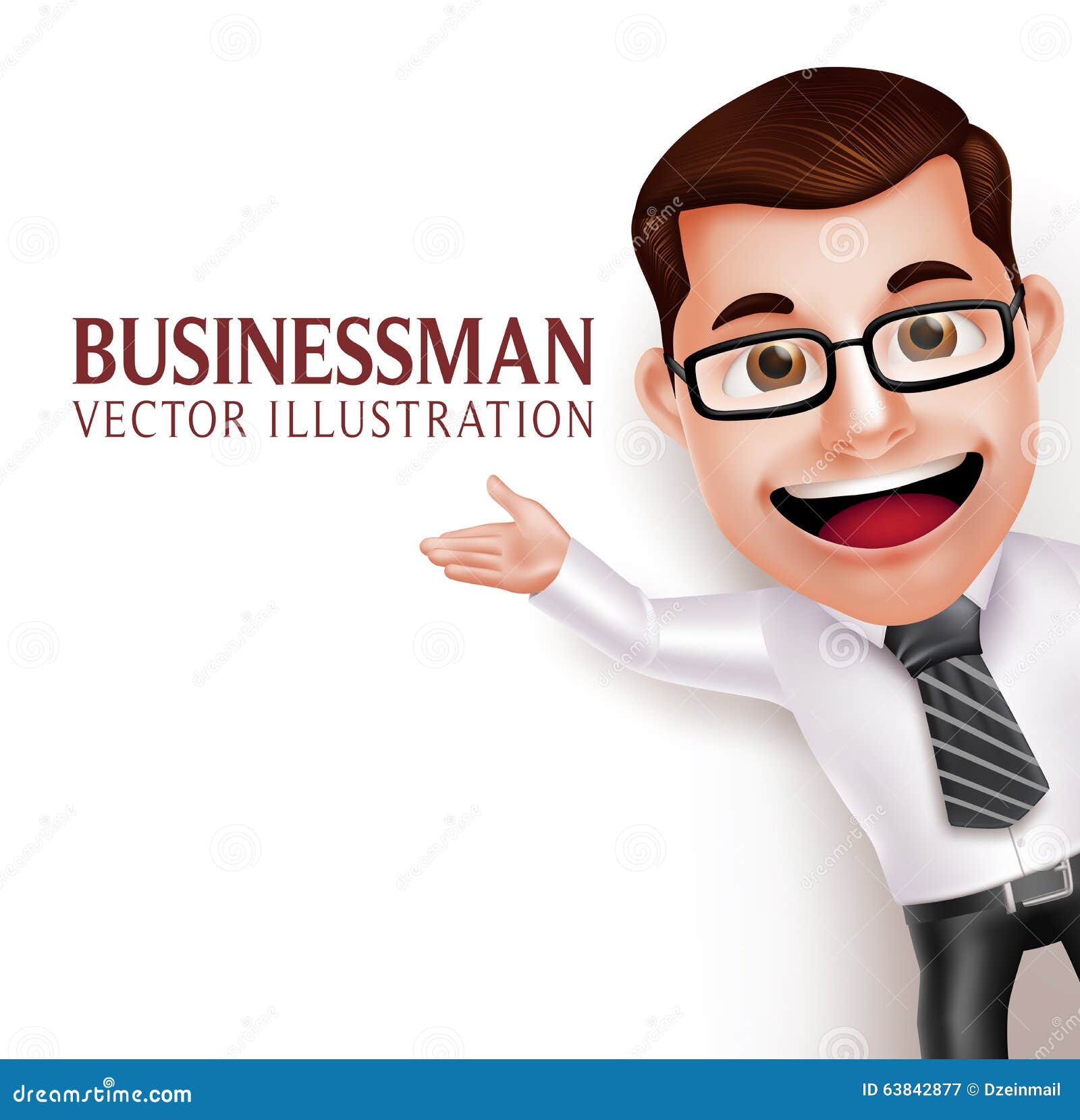 Professional Business Man Character Waving Hand for Presentation Stock ...