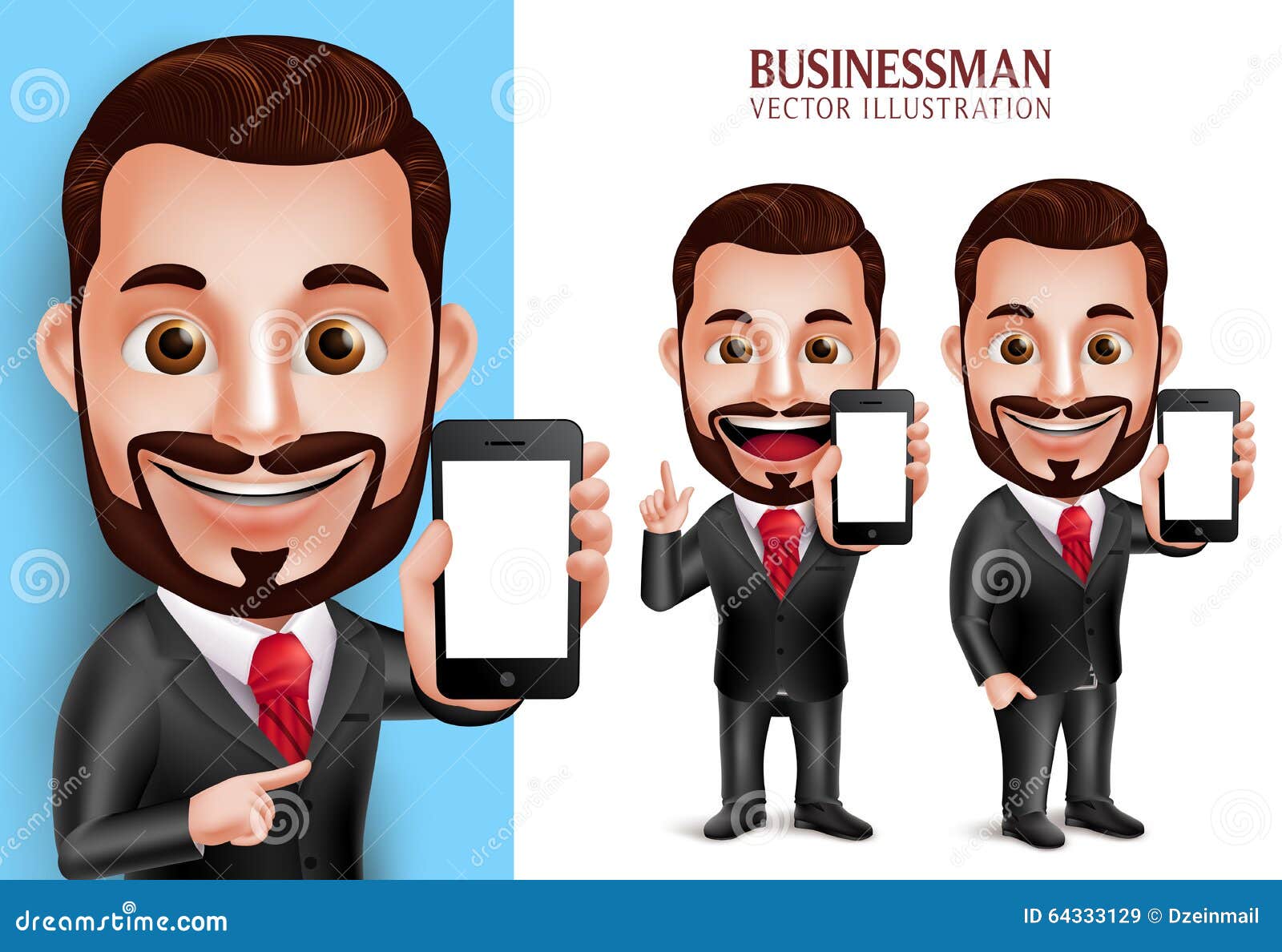 Professional Business Man Vector Character Holding Mobile Phone Stock