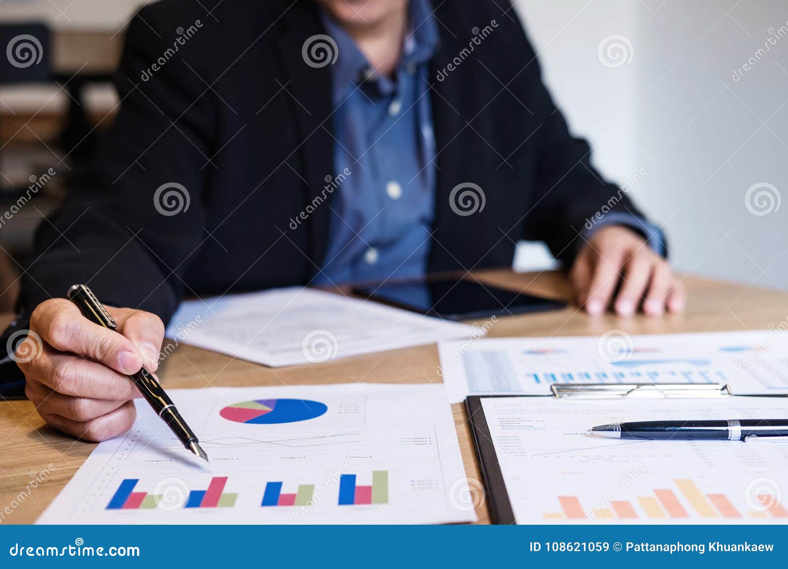 Professional Business Man Working, Doing Finance on Report, Stock Image ...